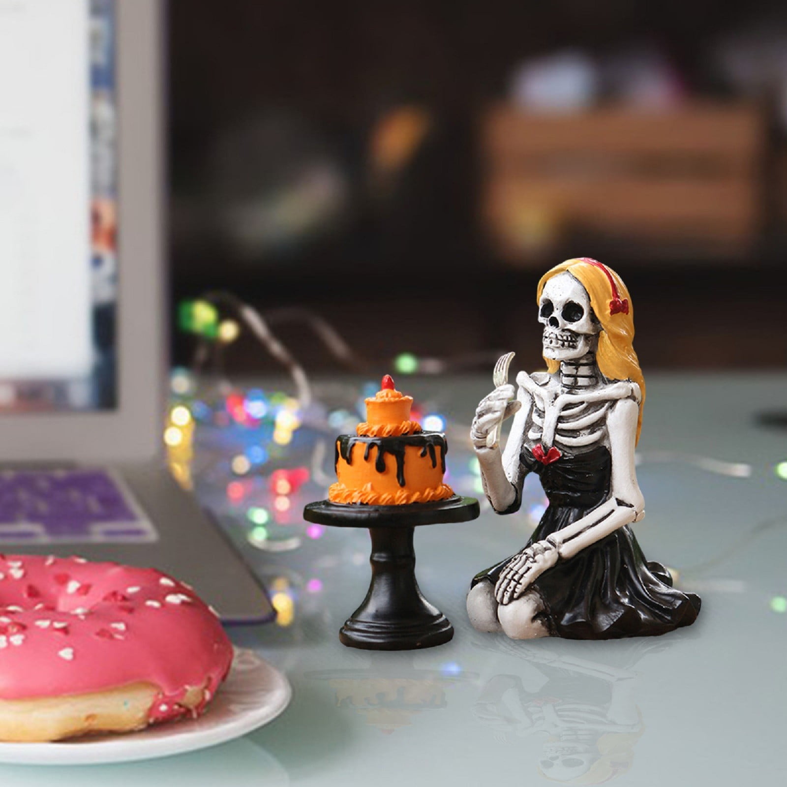 StlyGar Halloween Skeleton Girl Figurine Set Creepy Cute Gothic Decor ...