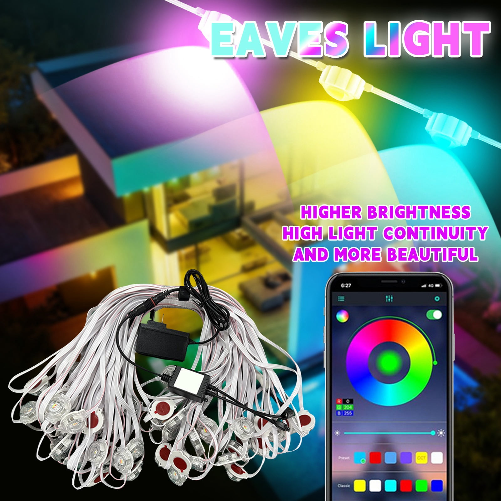 StlyGar Permanent Outdoor Led Eaves Lighting, Diy Color With App ...