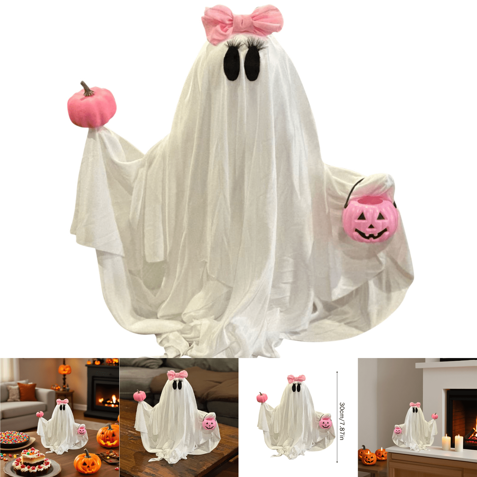 StlyGar Pink Ghost Decorations Halloween Spooky Ghosts with Pink Bow ...