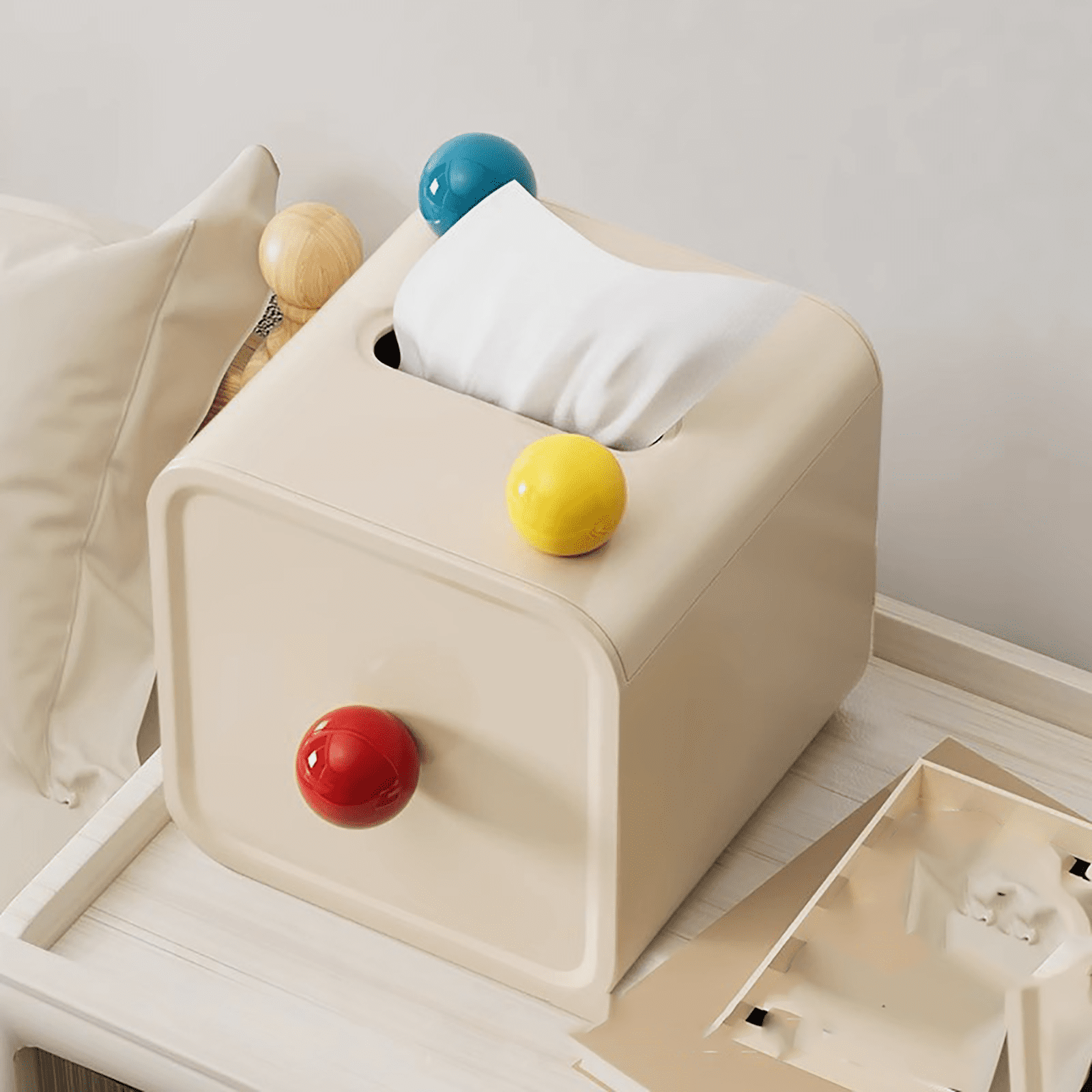 StlyGar Tissue Box Holder Square, Plastic Creamy Tissues Boxes with ...