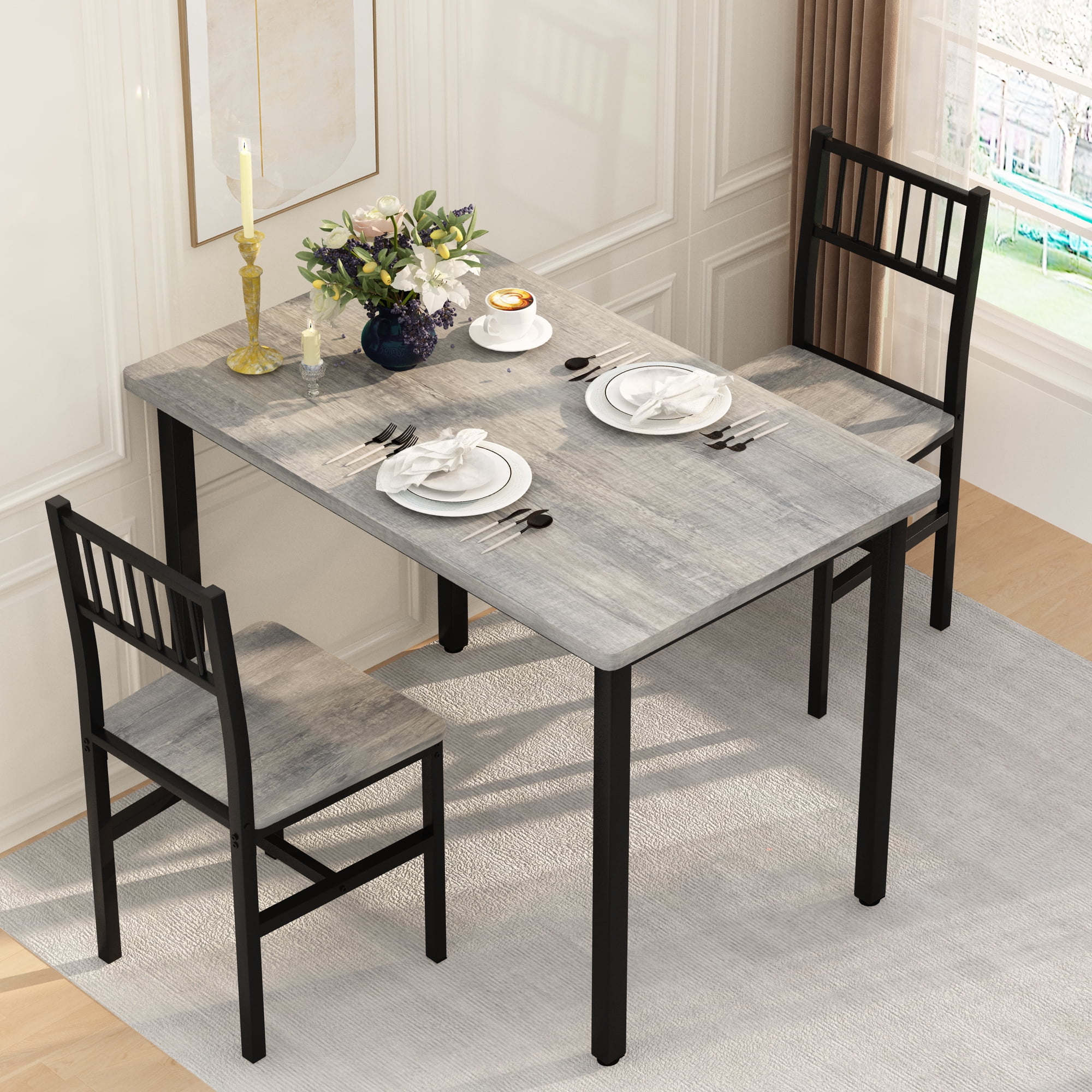 Stmoze 3 Piece Dining Table Set for 2, Small Kitchen Table Set for 2 ...