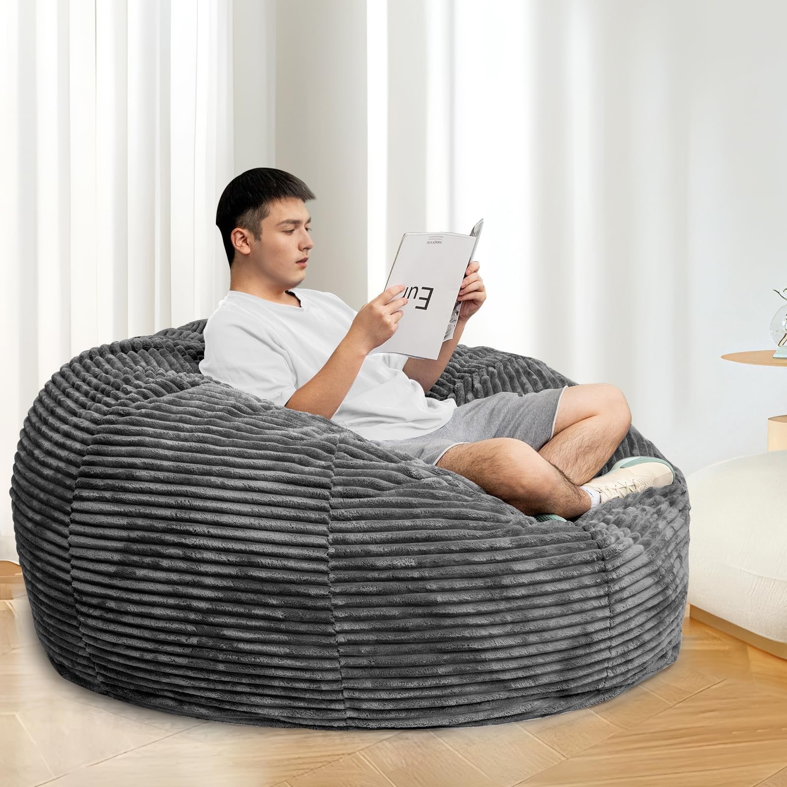 Stmoze Large Bean Bag Chair for Adults, 5FT Giant Beanbag Chairs with ...