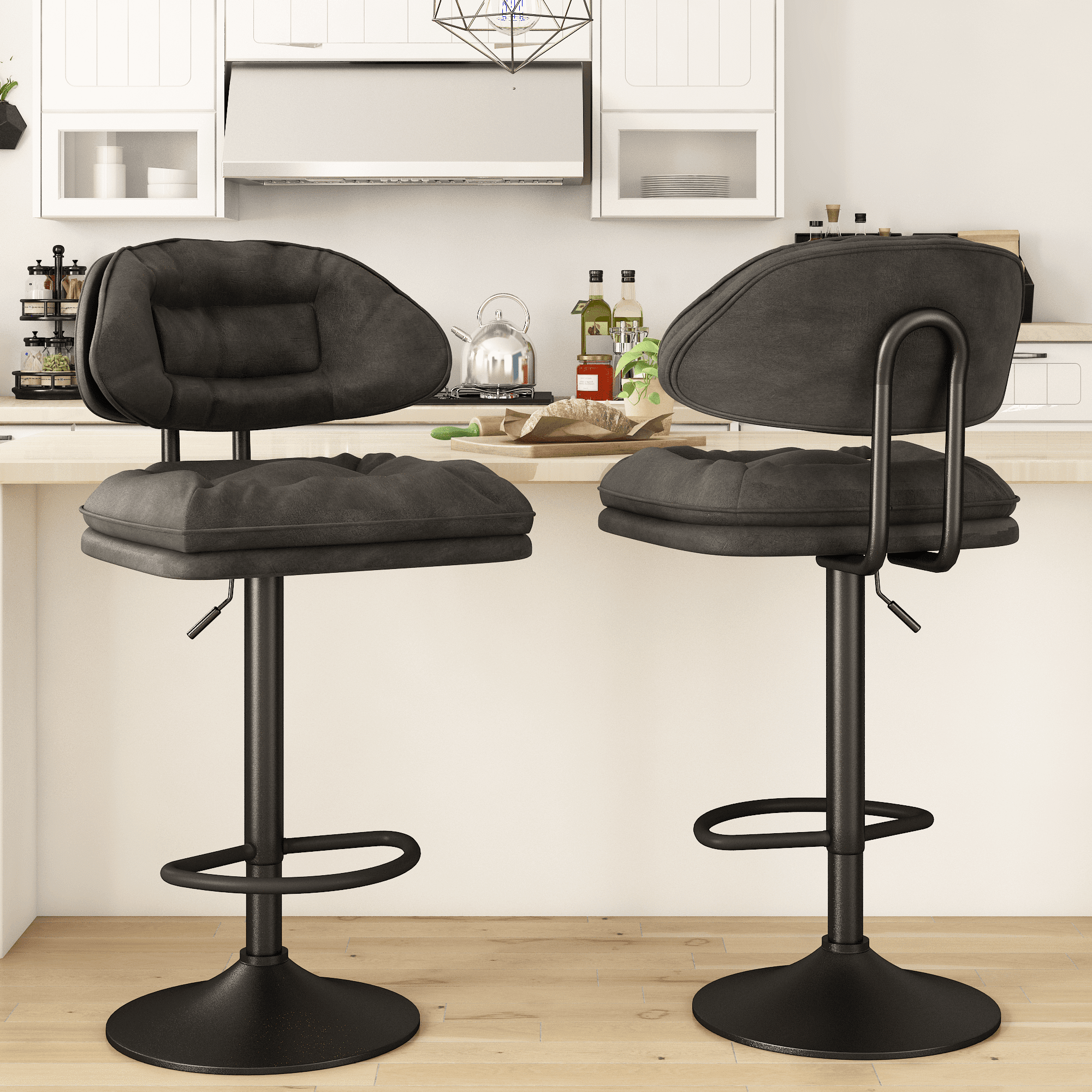 Stmoze Modern Bar Stools Set of 2, Counter Height Bar Stools Adjustable ...
