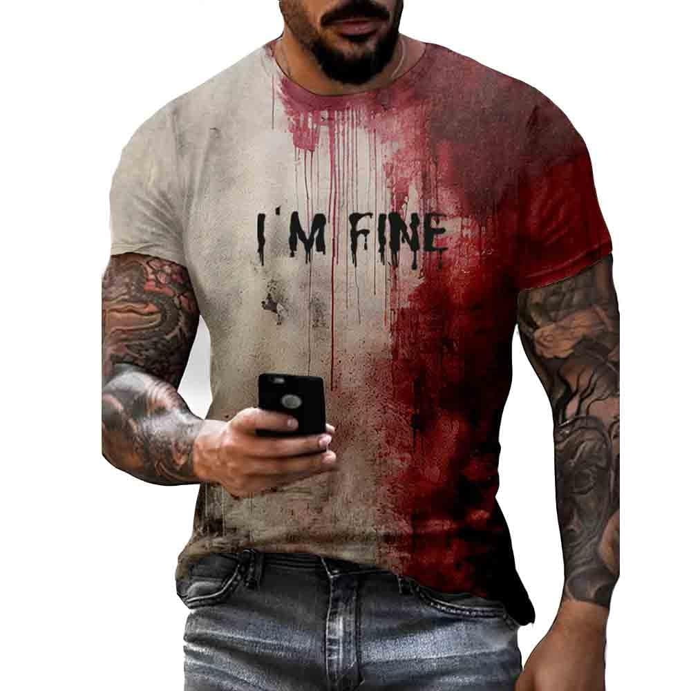 Stmxork Im Fine Bloody Shirt Halloween Bloody Cloth Men Horror Tshirts ...