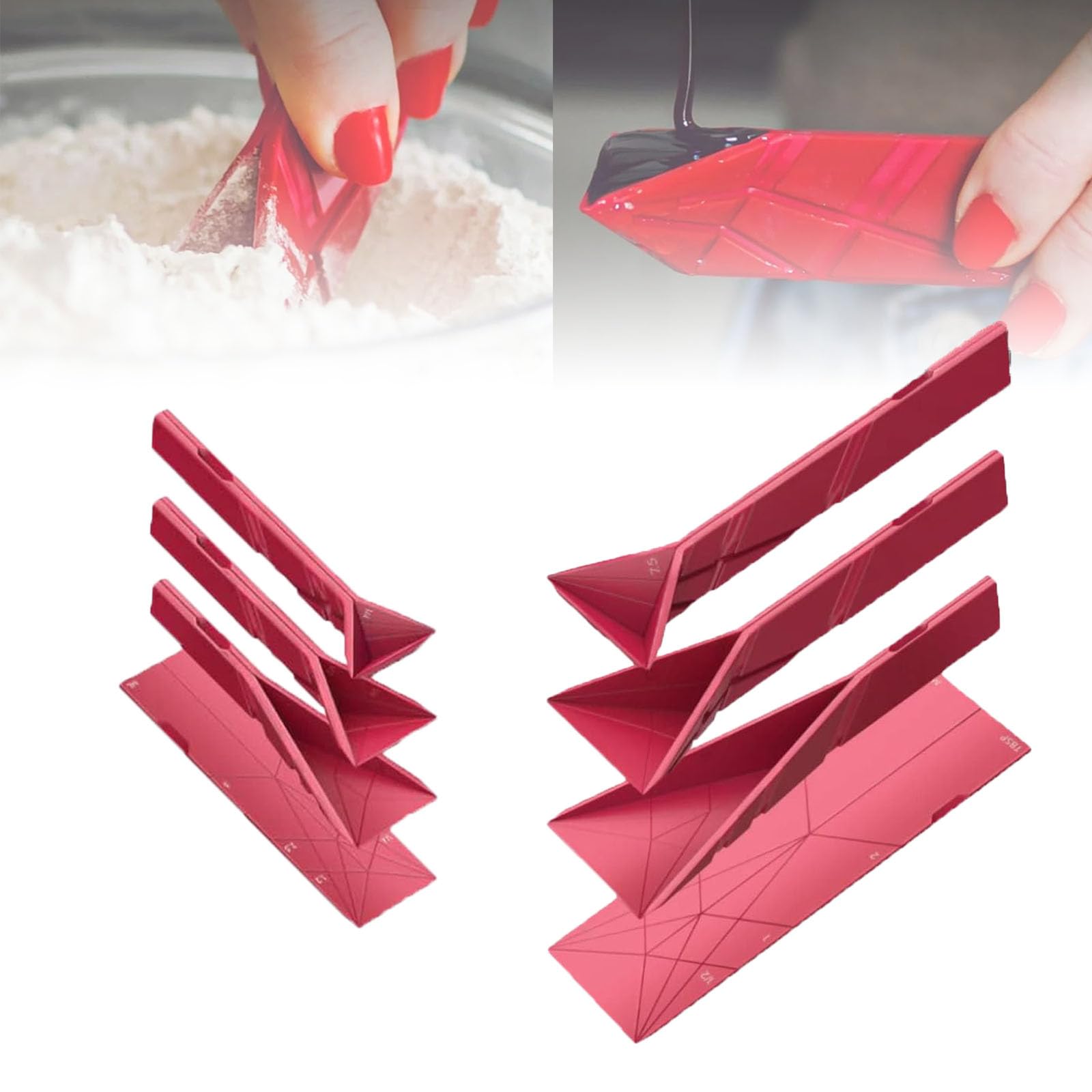 Stnqtsrv Flat 3-in-1 Measuring Spoons, Polygons Measuring Spoon ...