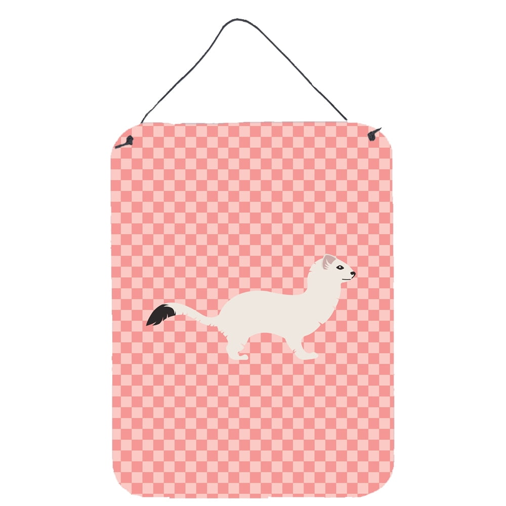Stoat Short-tailed Weasel Pink Check Wall or Door Hanging Prints ...