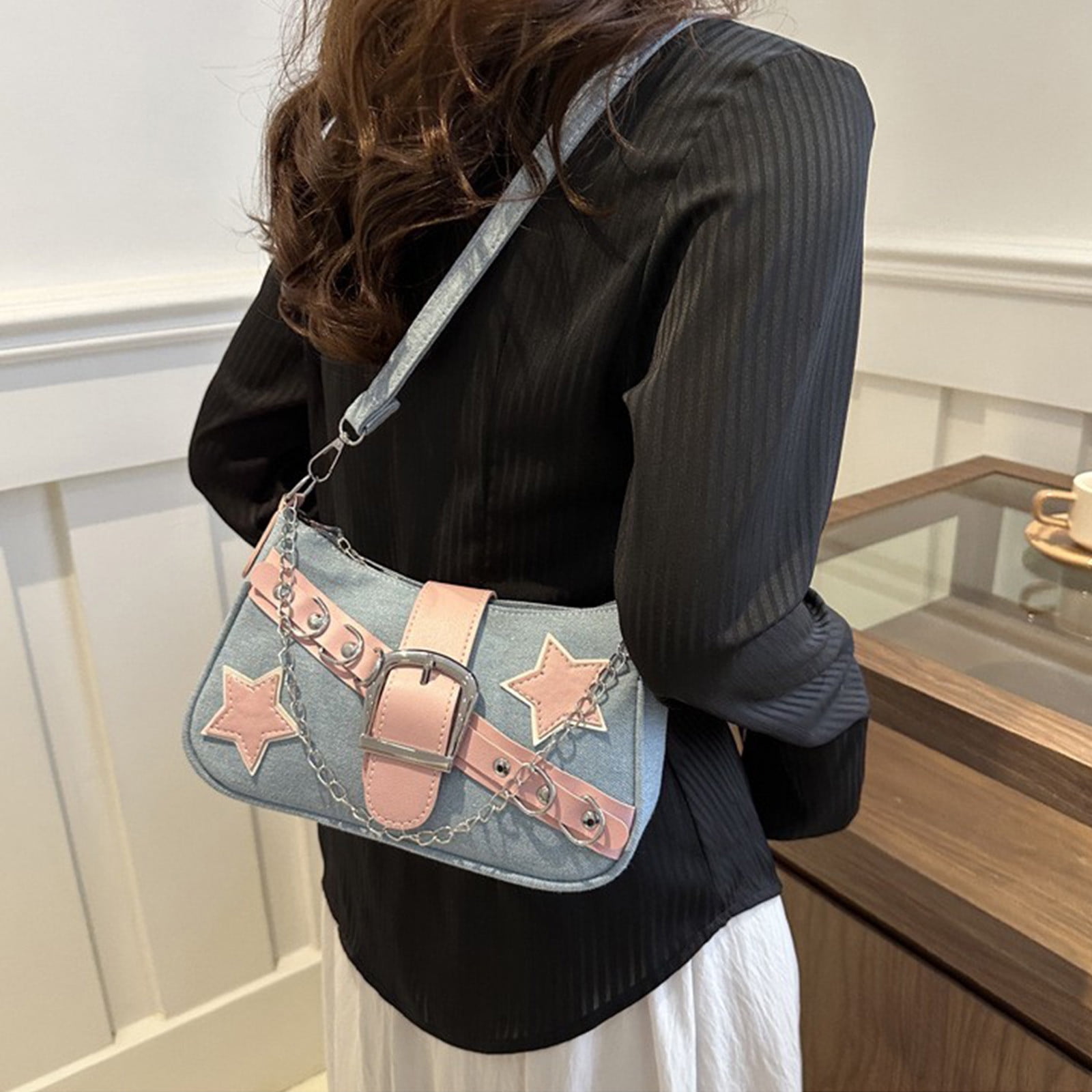 In Stock, Denim Chain Tote Handbag, Fashion Shoulder Armpit Bag ...