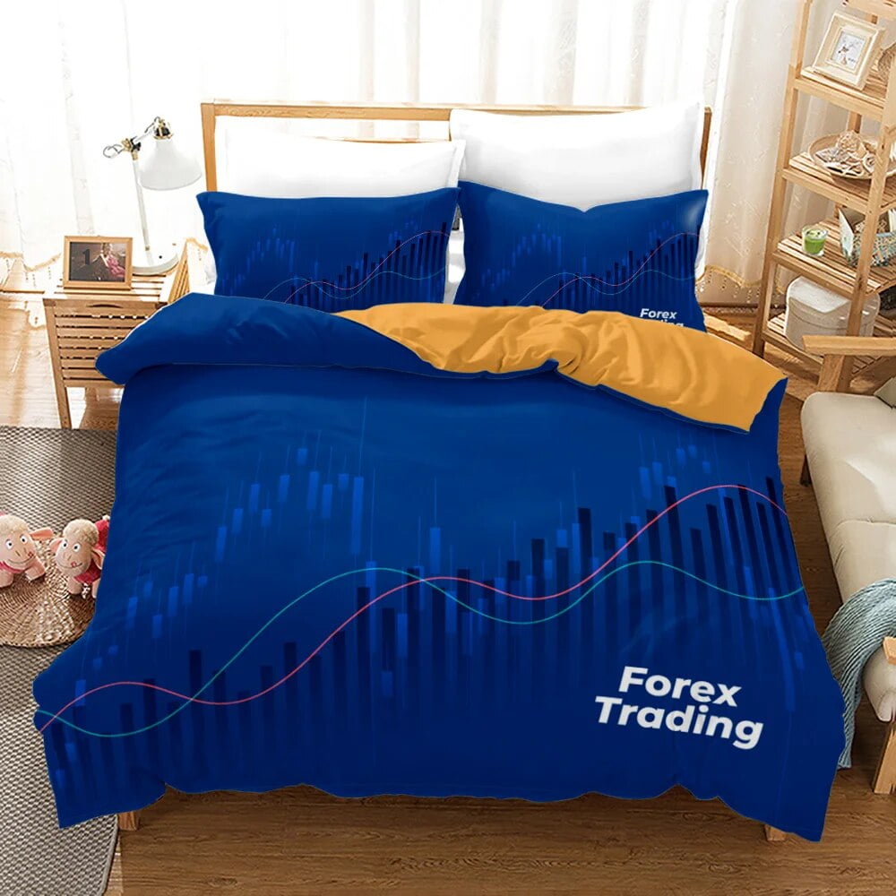 Stock Duvet Cover Set Red Green Line Summary Graph King Twin Full Size ...