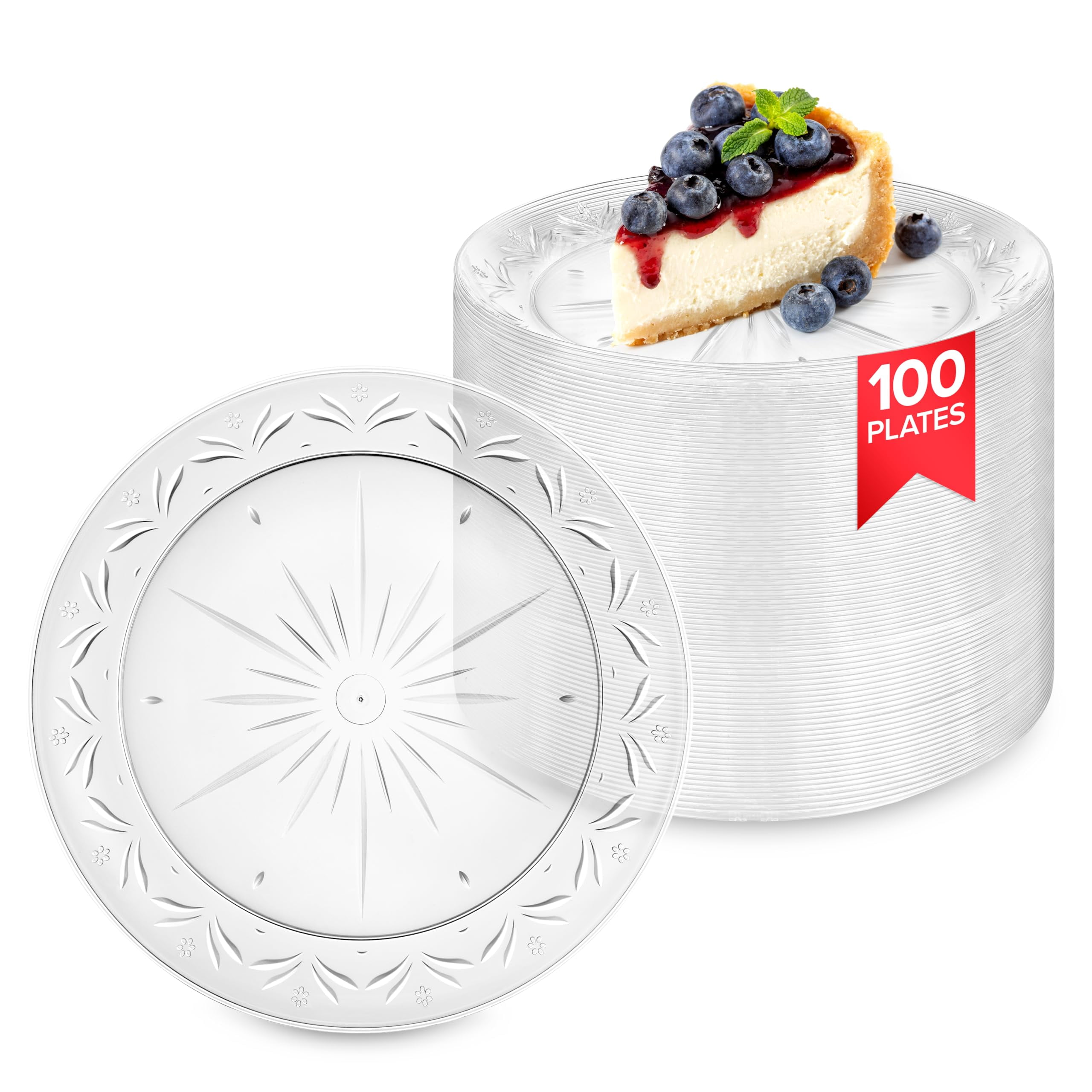 Stock Your Home 100 SSF20 Count Premium Clear Plates 7" Inch Small ...