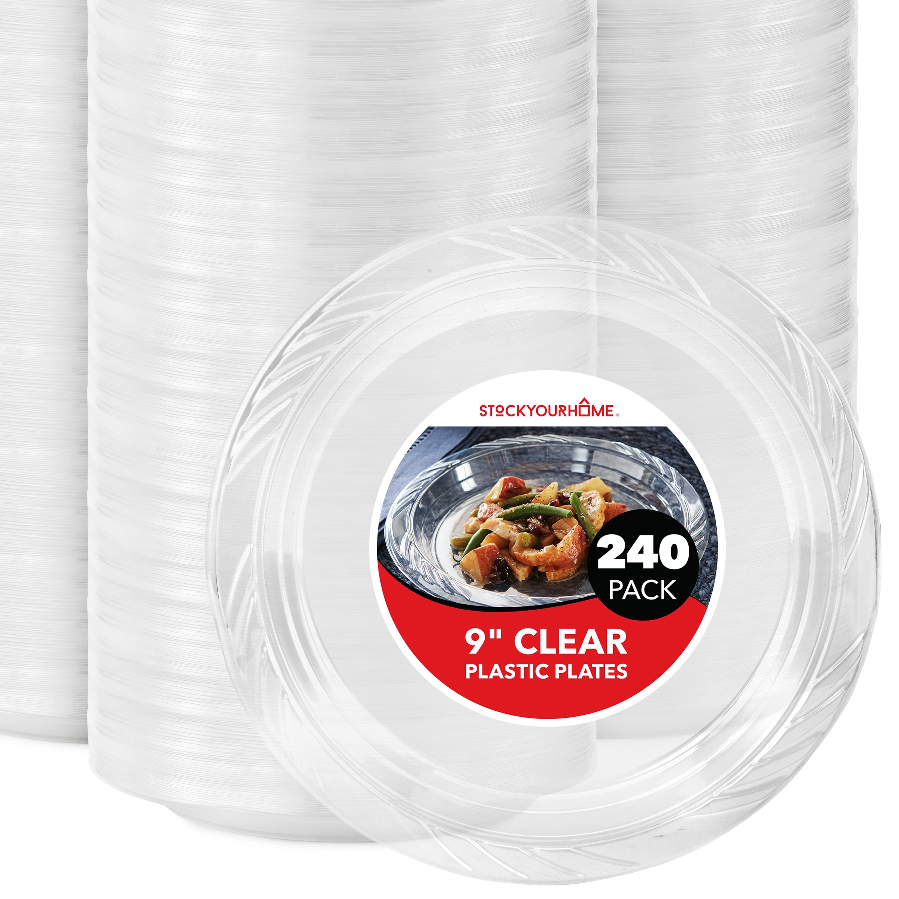Free Shipping! Stock Your Home 240-Count 9 Inch Clear Plastic Plates ...