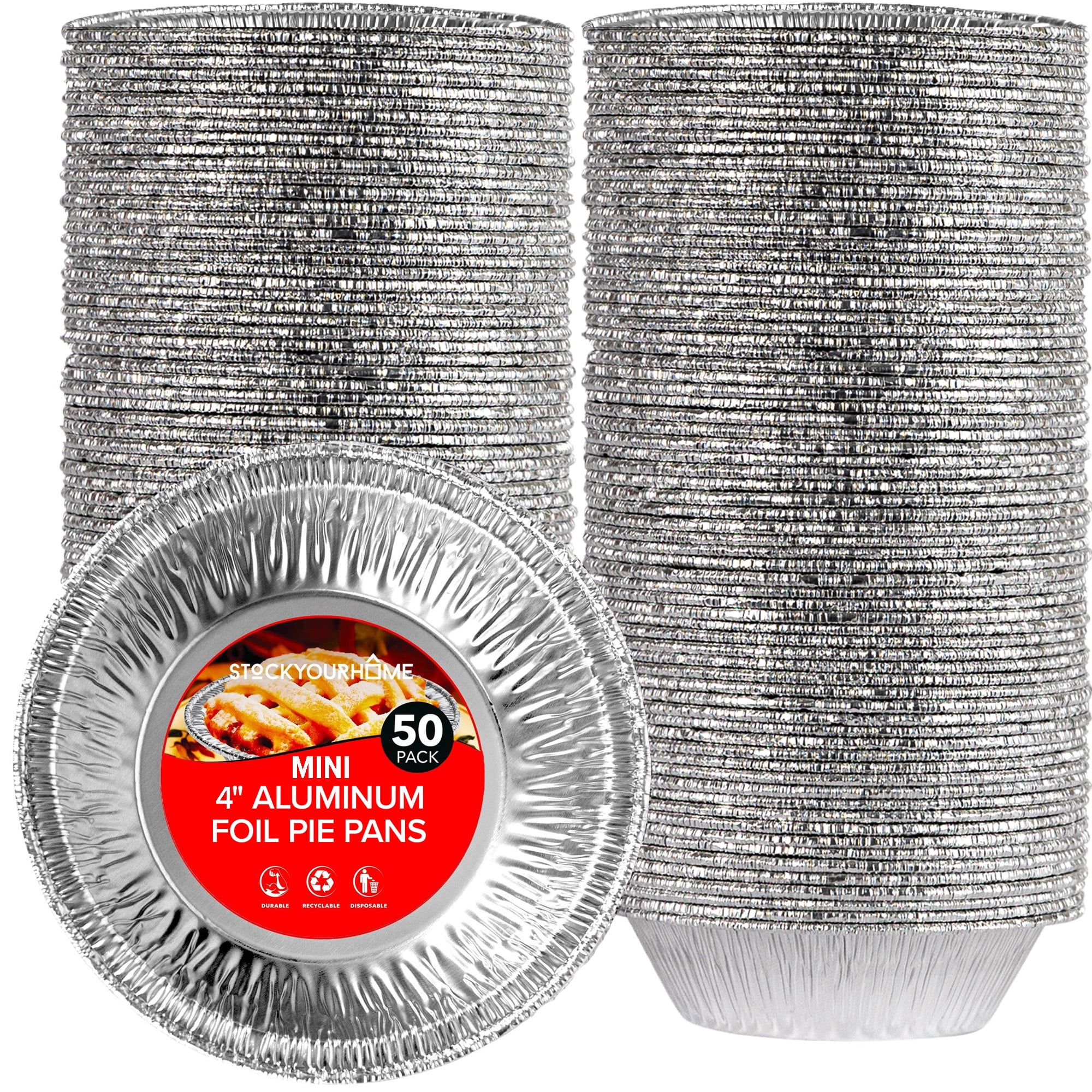 Stock Your Home 4-Inch Disposable Aluminum Foil Pie Pans - Versatile ...