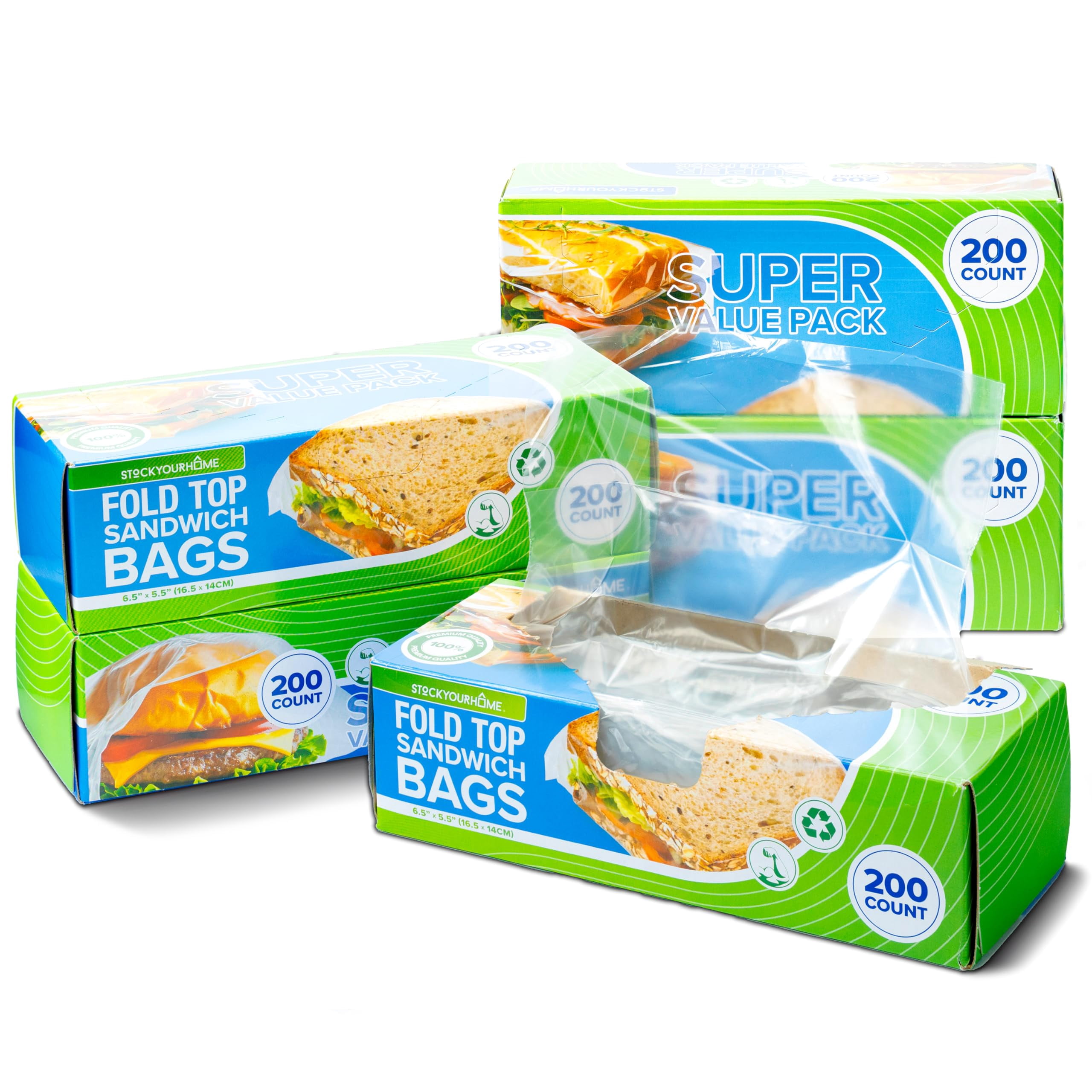 Stock Your Home 5000 Count Clear Fold Top Sandwich Bags, Bulk ...