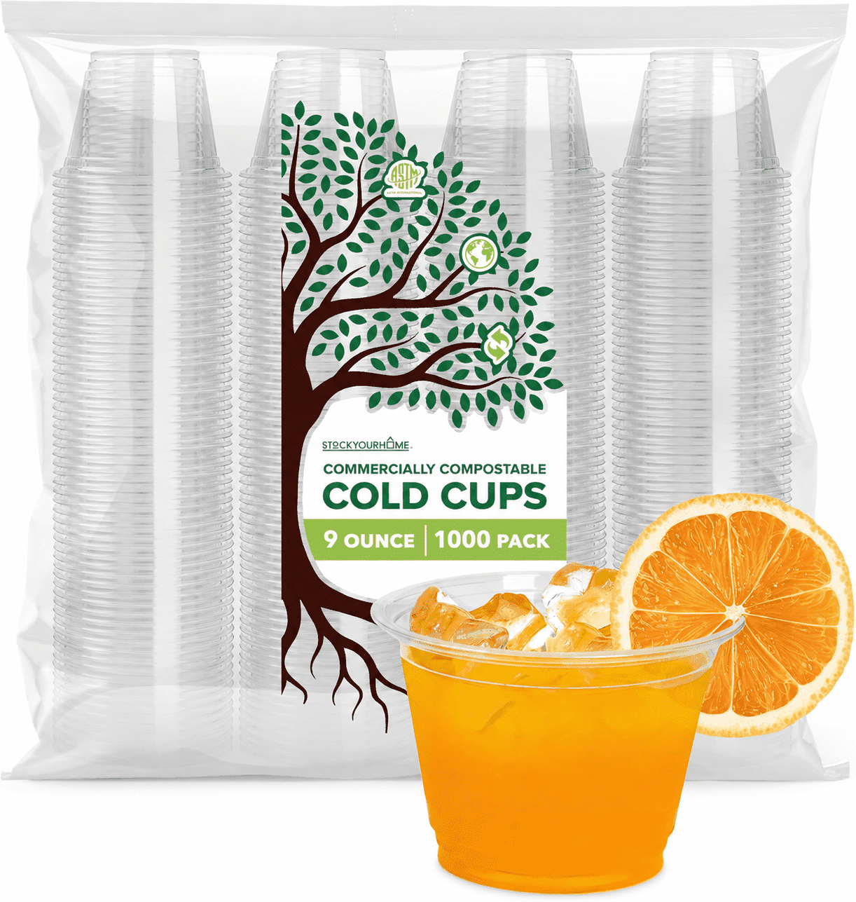Stock Your Home 9 oz Clear PLA Cold Cups 1000 Pack Disposable Drink ...