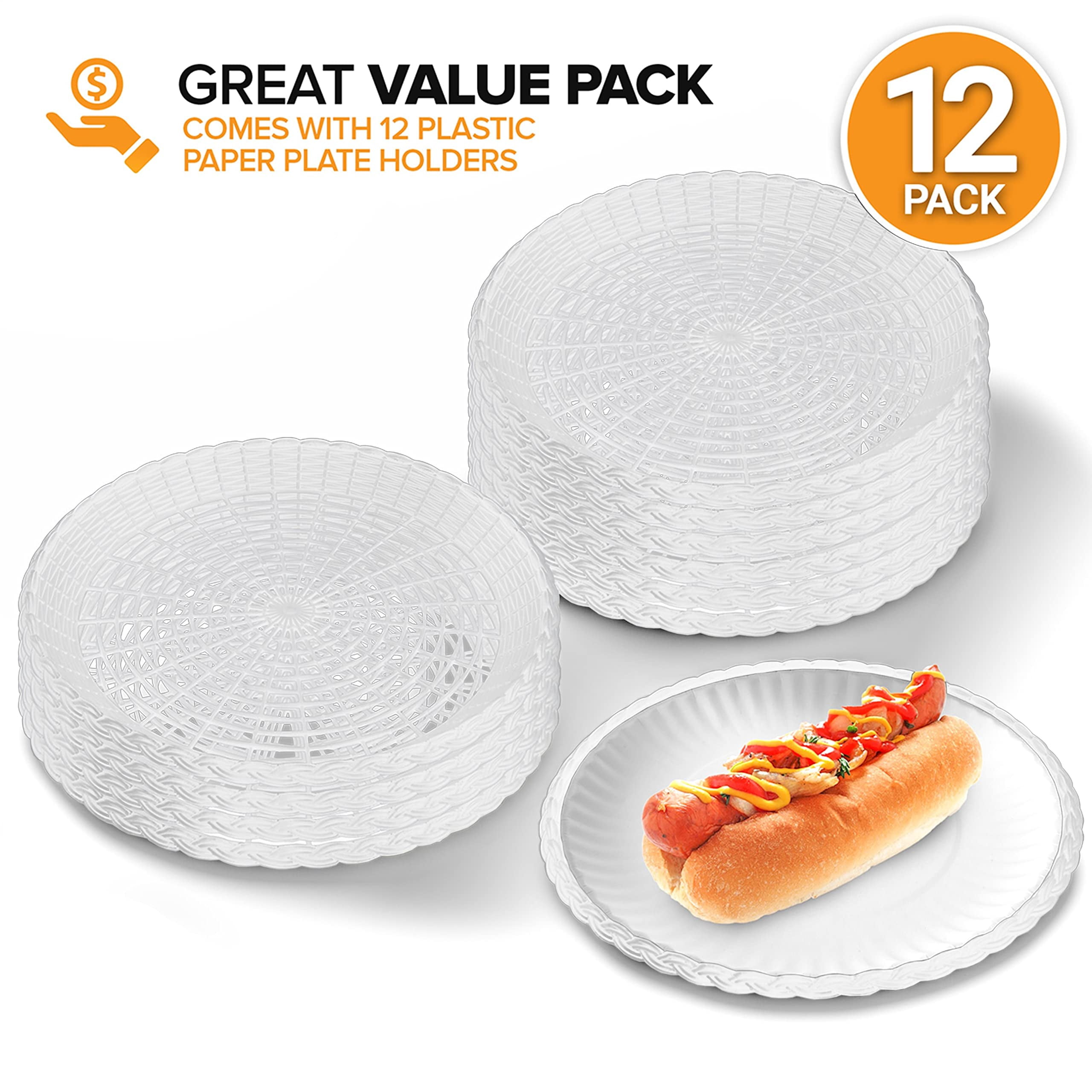 Stock Your Home AJH3 9” Paper Plate Holder in White (12 Count) - Paper ...