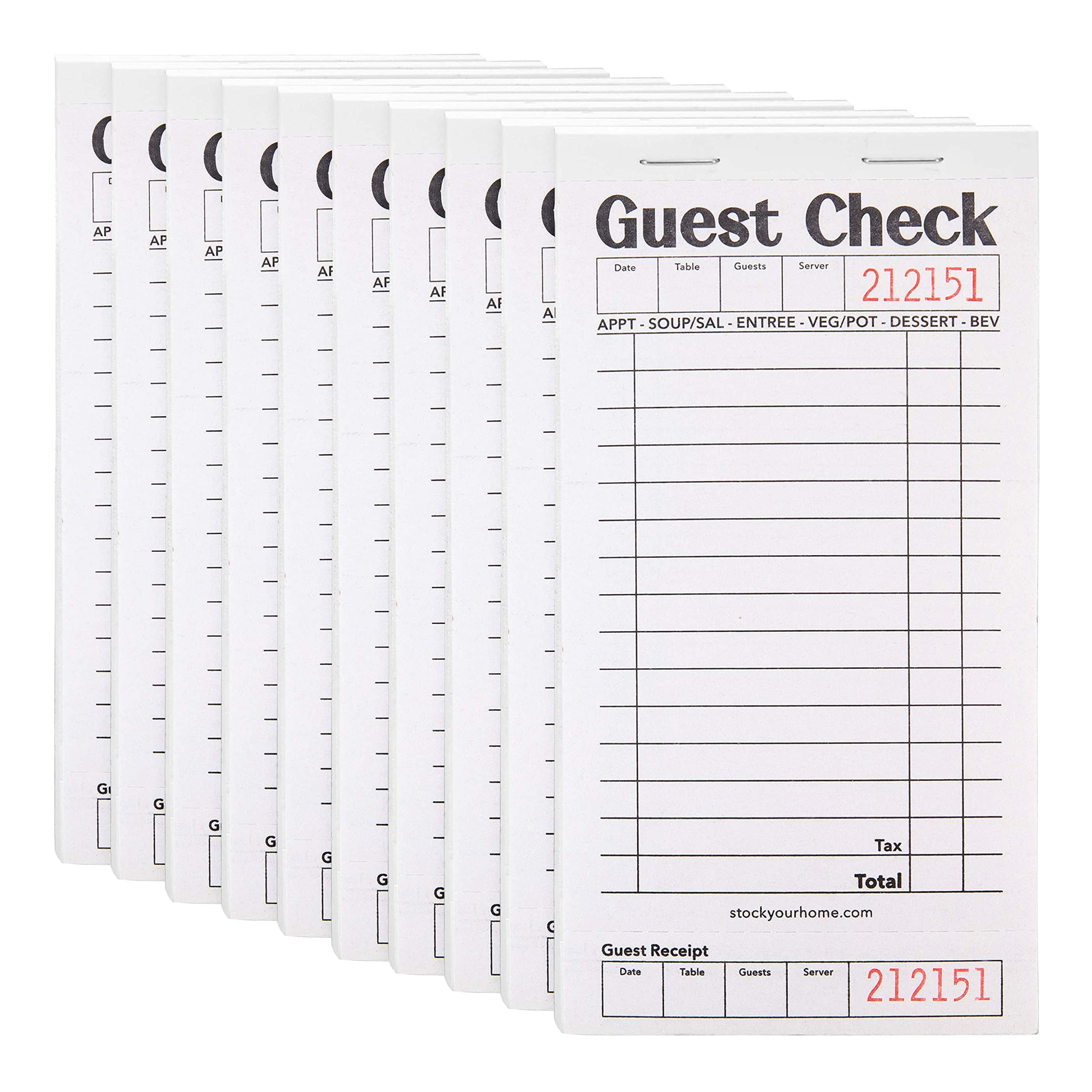 Stock Your Home Black+White Guest Check Books for (10 Pack) Server Note ...