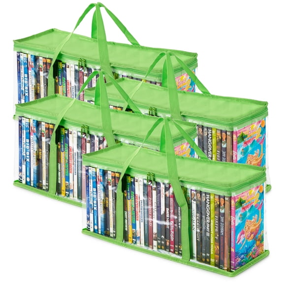 Stock Your Home DVD Storage Bags, Set of 4 Clear Organizers with Zipper ...