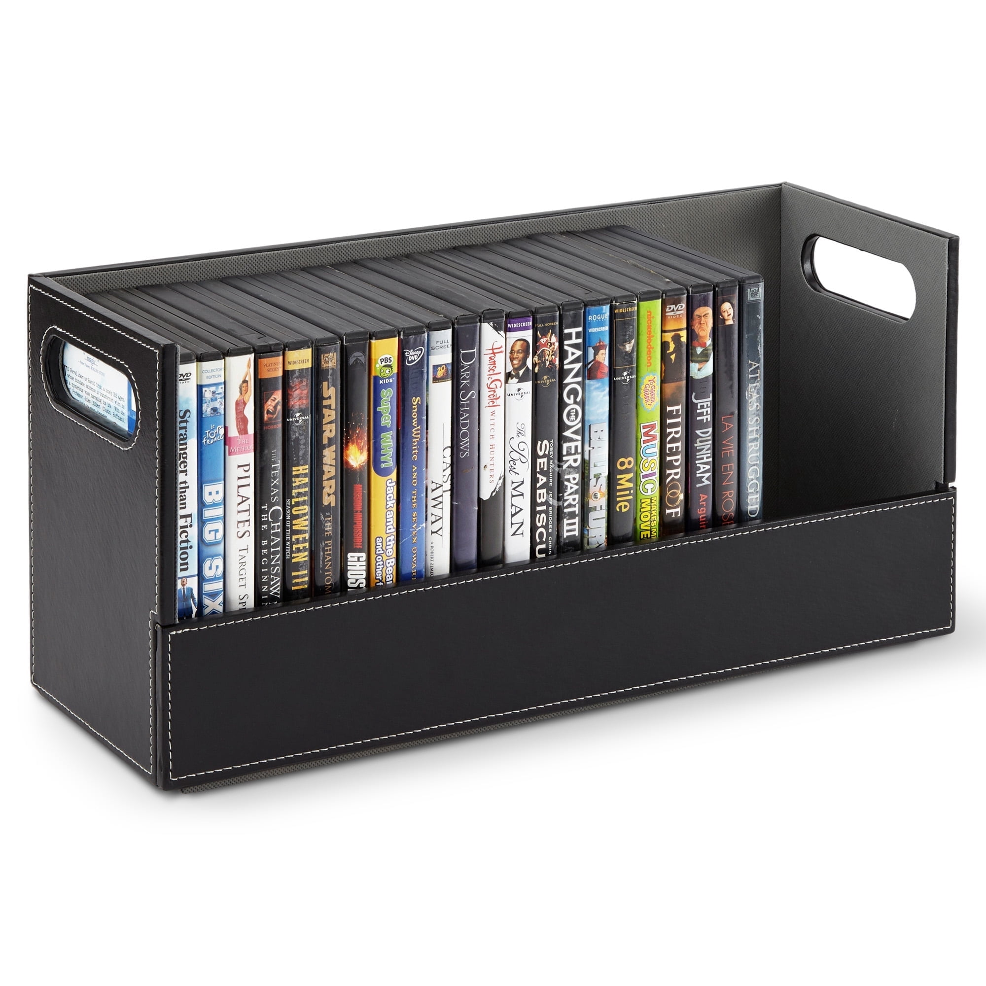 Stock Your Home DVD Storage Box with Faux Leather Finish, Holds up to ...