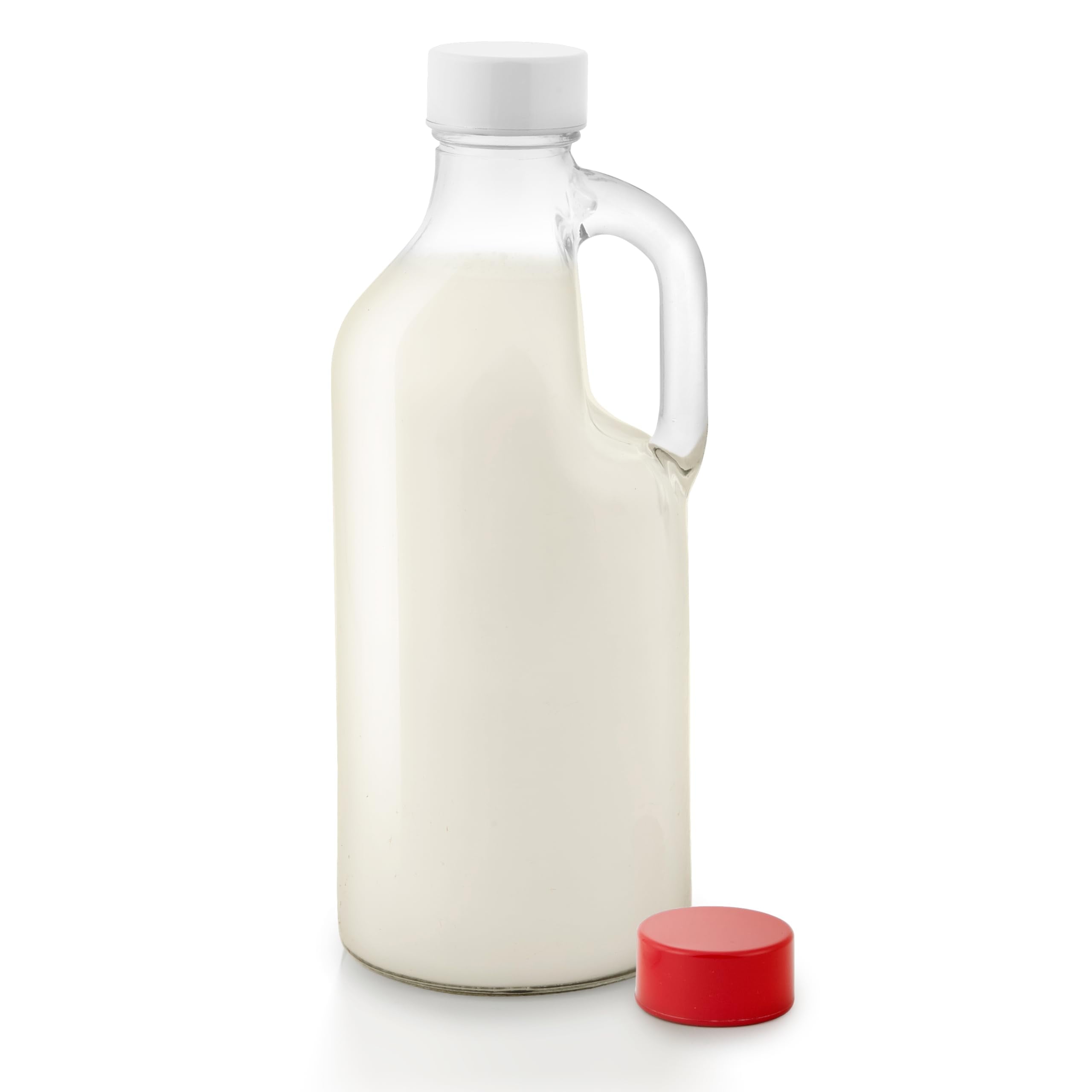 Stock Your Home Glass Milk Bottle with Lid and Handle 40oz (1 Pack), 2 ...