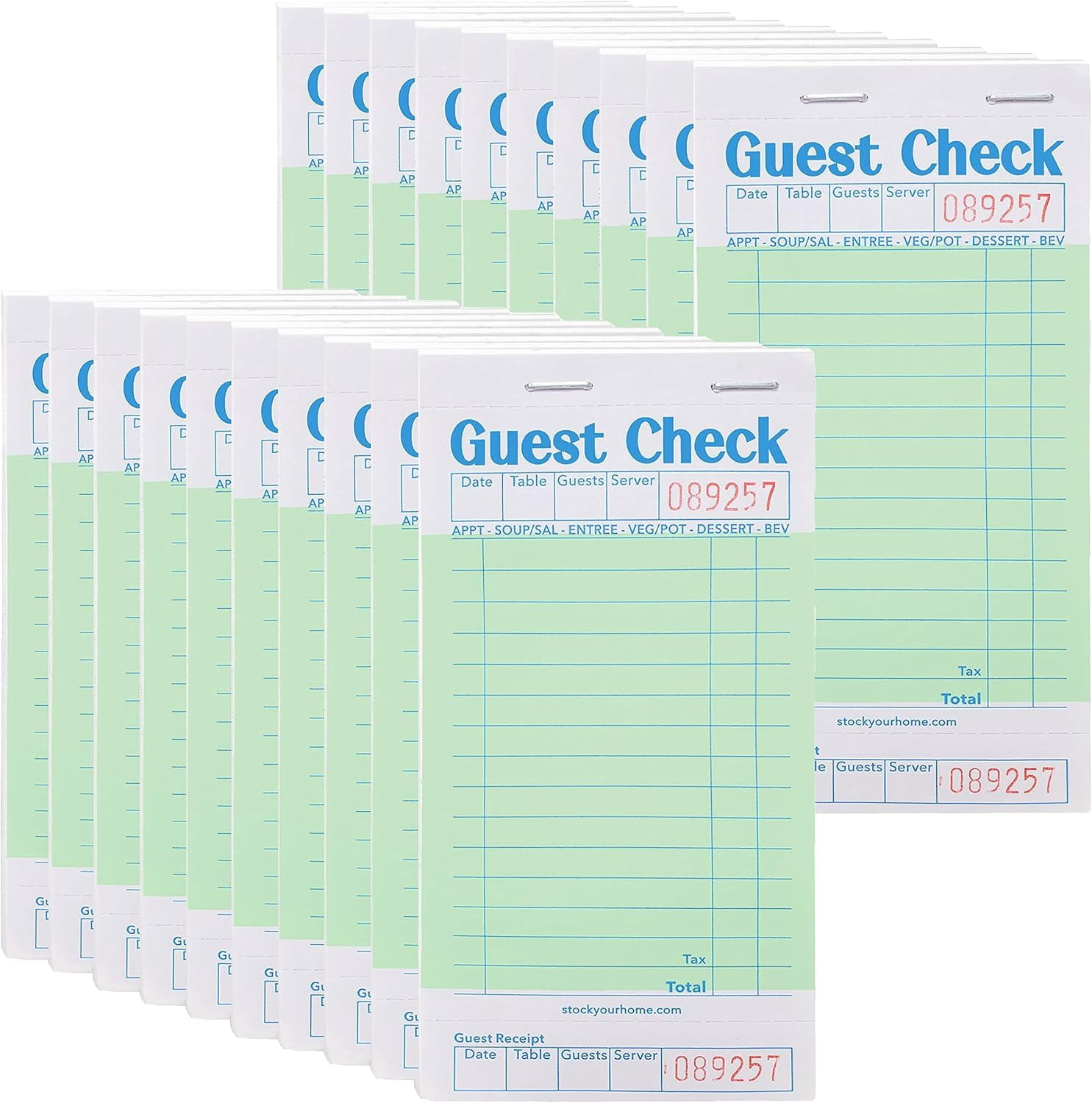 Stock Your Home Green Guest Check Books for Servers (160 Pack), Server ...
