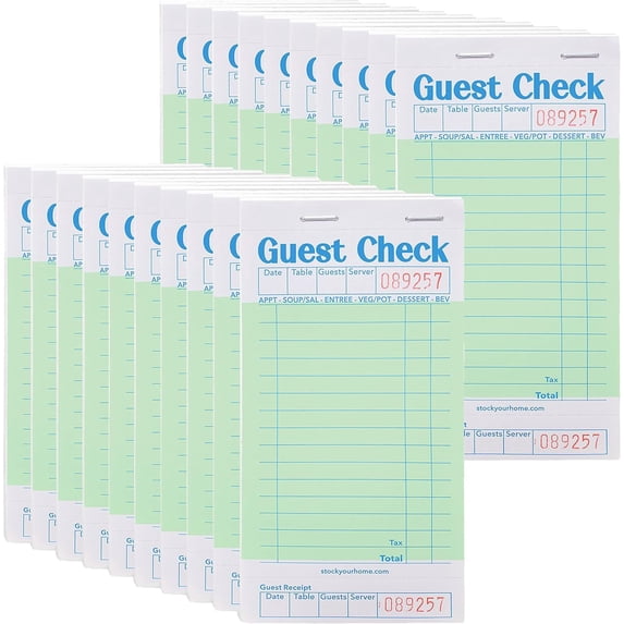 Stock Your Home Green Guest Check Books for Servers (160 Pack), Server ...