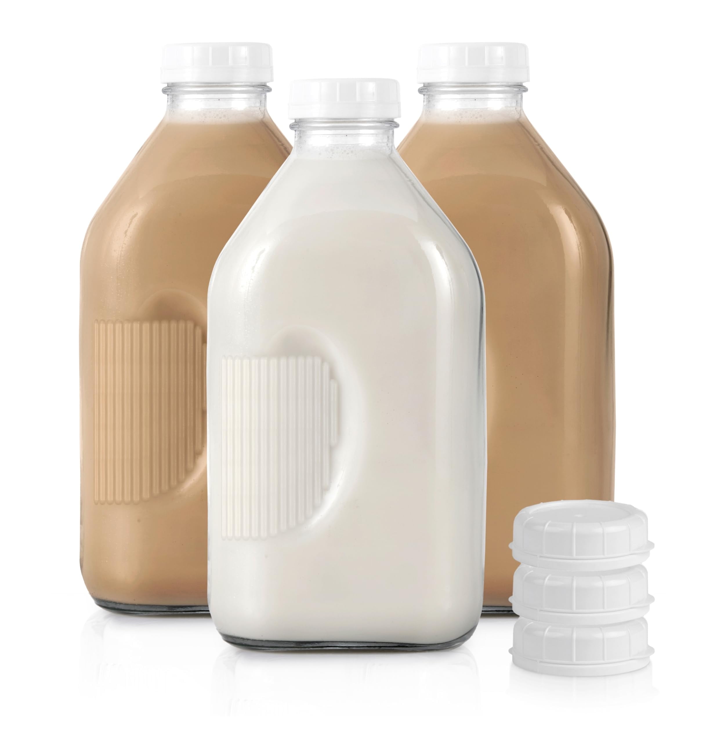 Stock Your Home Half Gallon Glass Milk Bottle with Lid (3 Pack) 64 Oz ...