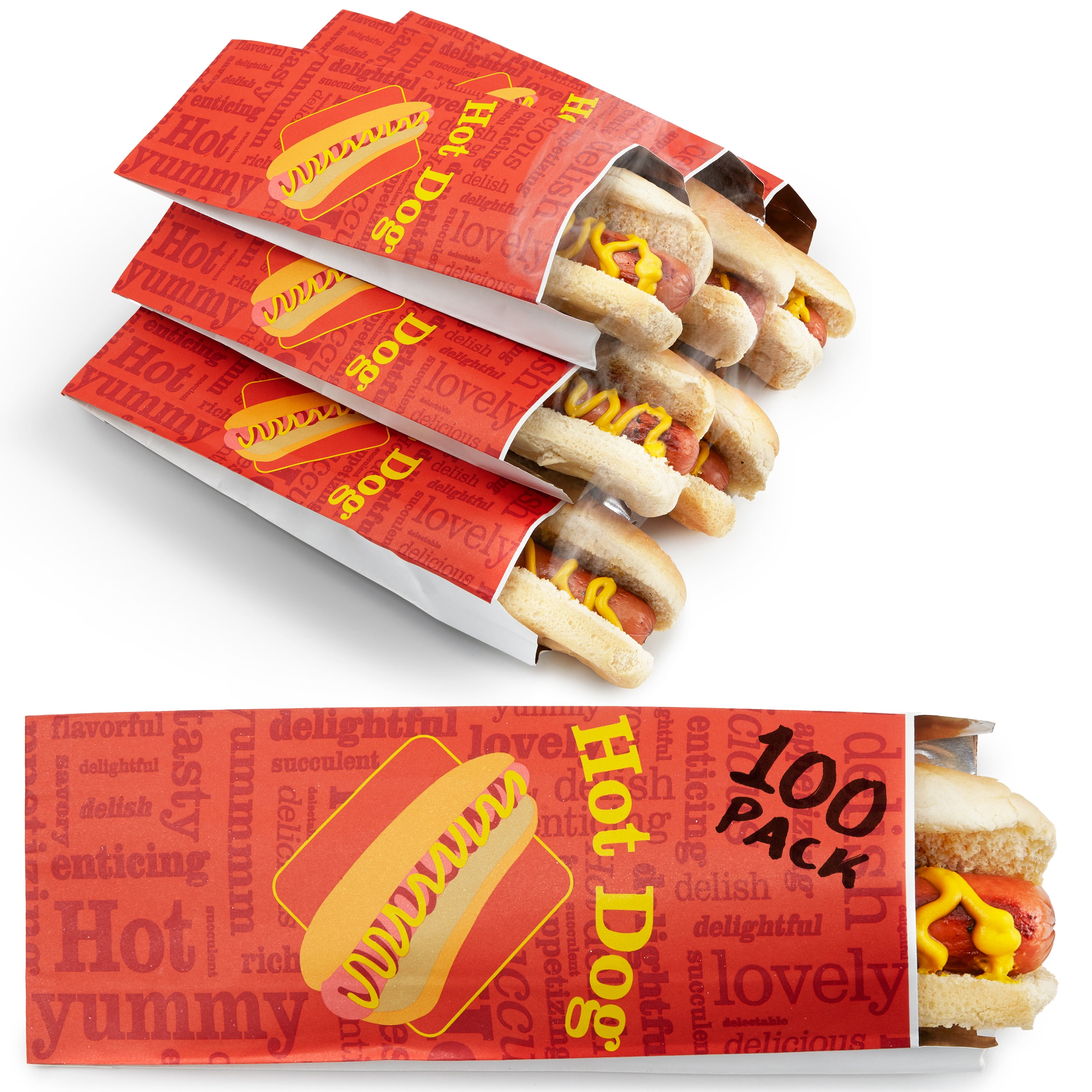 Stock Your Home Hot Dog Wrappers 100 Count Aluminum Foil Hot Dog Bags ...