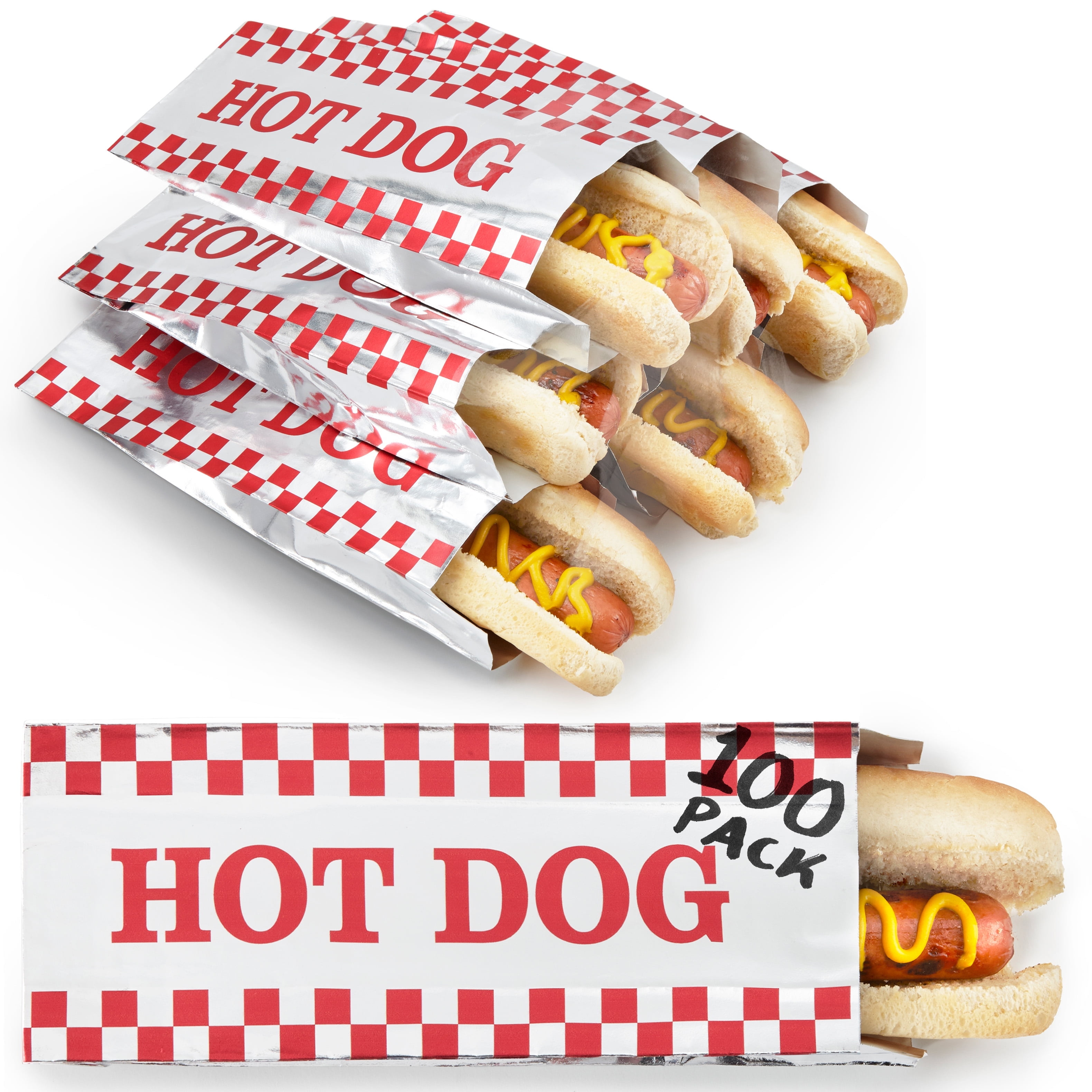 Stock Your Home Hot Dog Foil Sleeves 100 Pack Grease Resistant Red ...