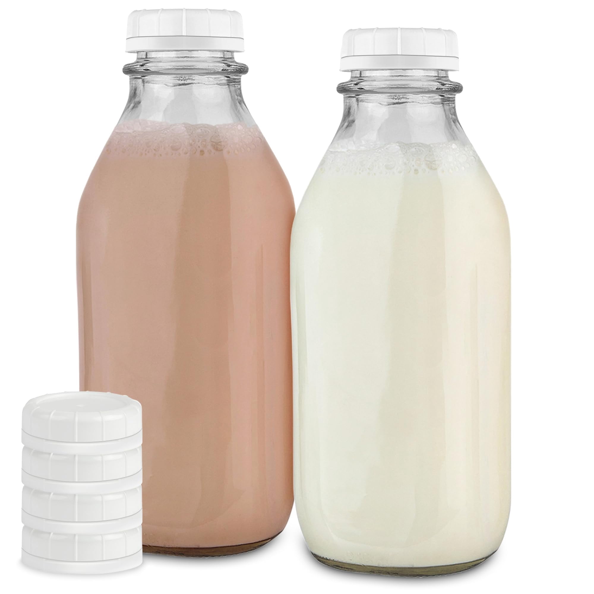 Stock Your Home Glass Milk Bottle with Lid 32 Oz 2pk - Walmart.com