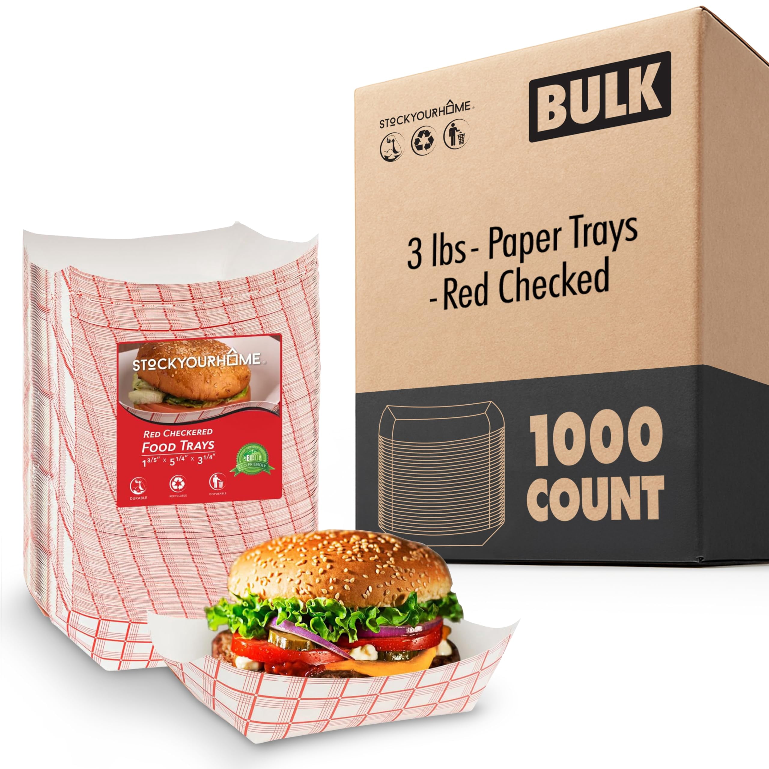 Stock Your Home Paper Food Boats (1000 Pack) 3 Lb Disposable Red ...