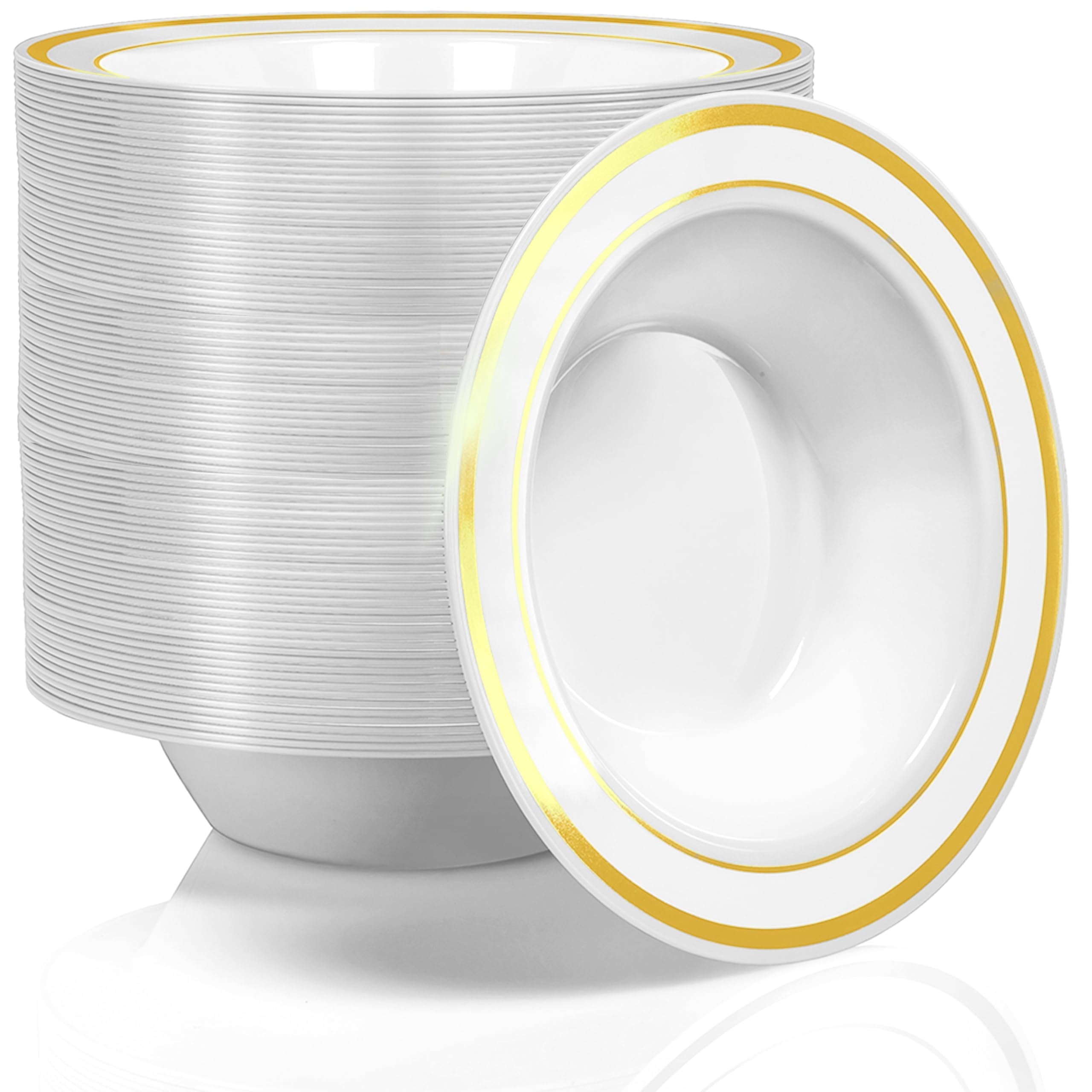 Stock Your Home Plastic Party Bowls (100 Pack) 12 Oz Elegant Disposable ...