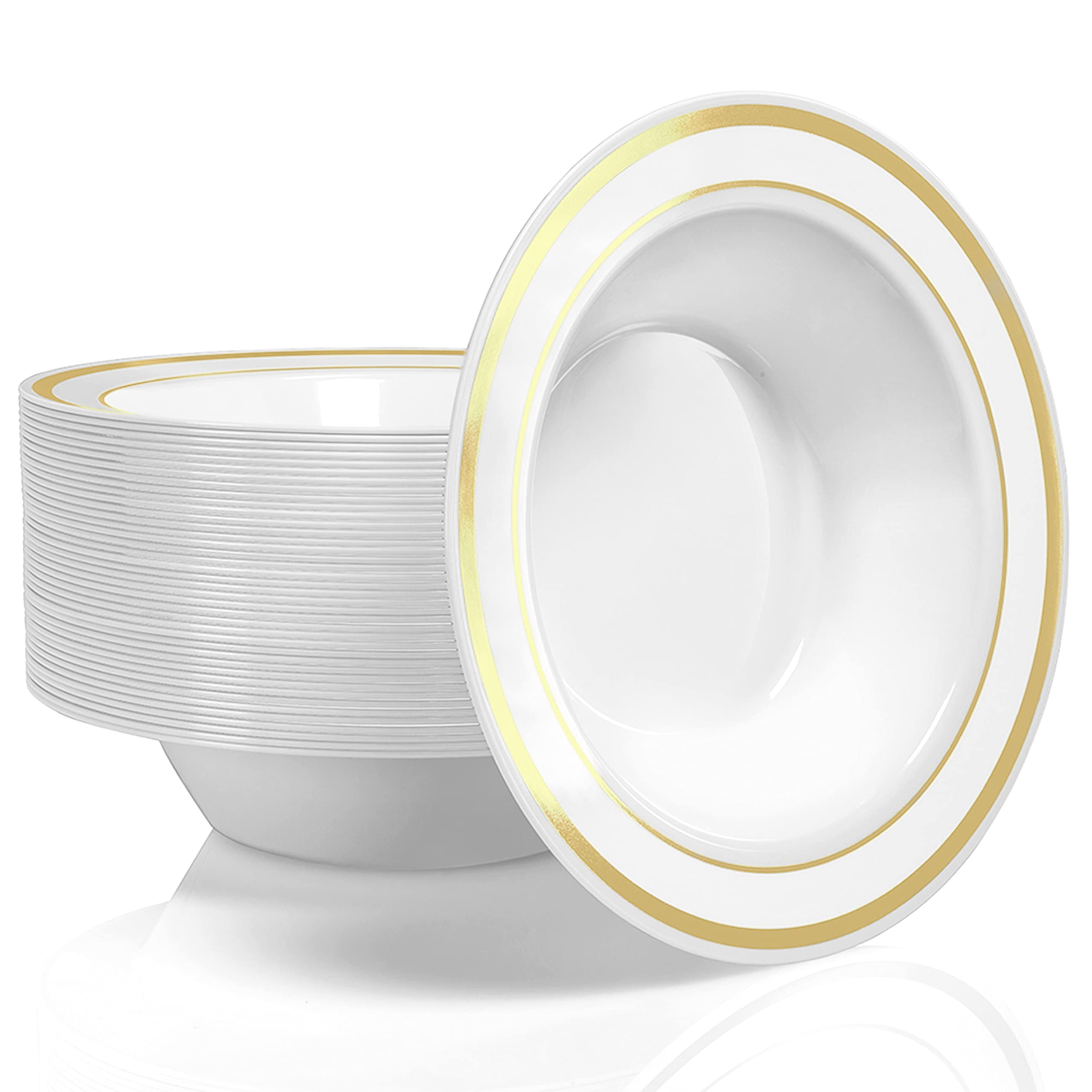 Stock Your Home Plastic Party Bowls AFN1(50 Pack) Disposable Dinnerware ...