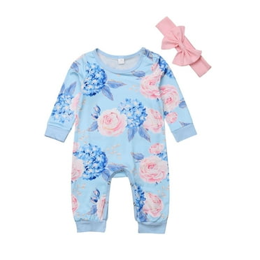 KidPika Newborn Baby Girls Ruffle Romper Jumpsuit Bodysuit Headband Clothes Outfits Set ...