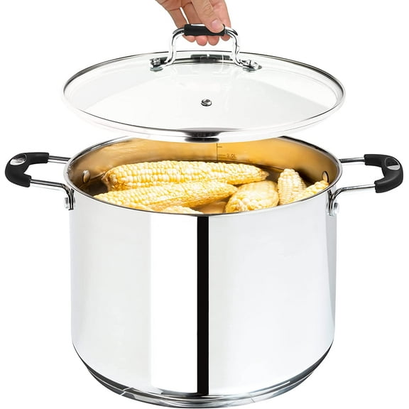 Stock Pot, 3 Quart Stainless Steel Pot, StockPot With Clear Glass Lid ...