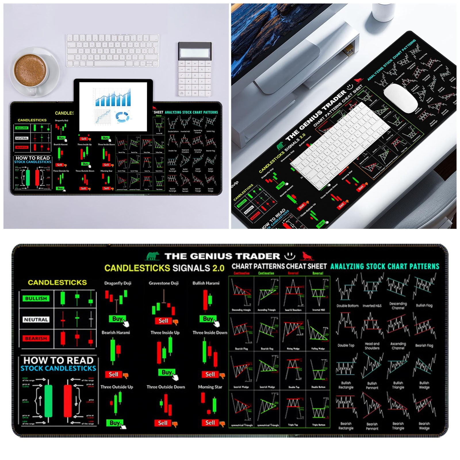 Stock Market Investment Day Trading Pad Large Desk Mat With Chart ...