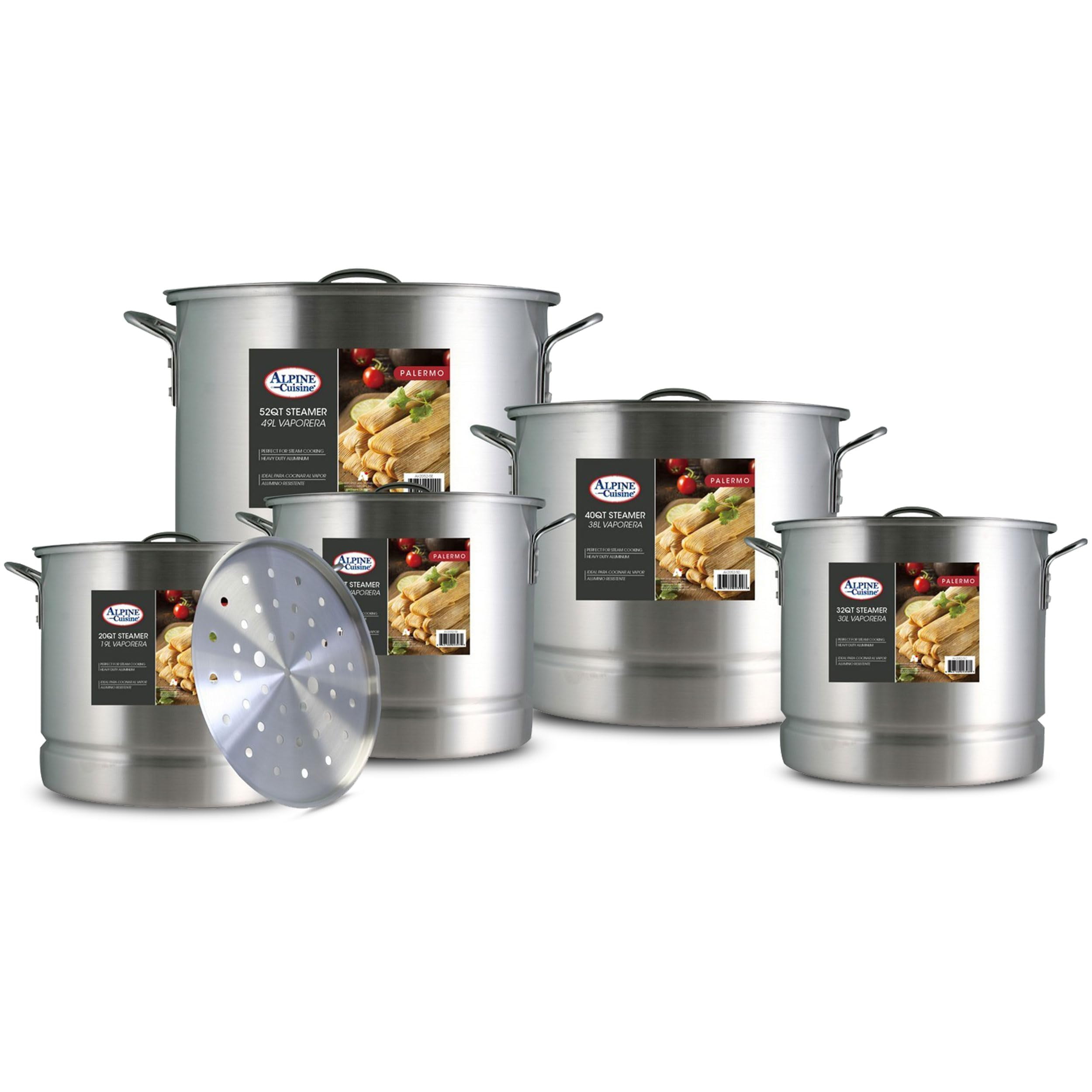 Alpine Cuisine 15-Piece Aluminum Stock Pot Set with Lid and Steamer ...