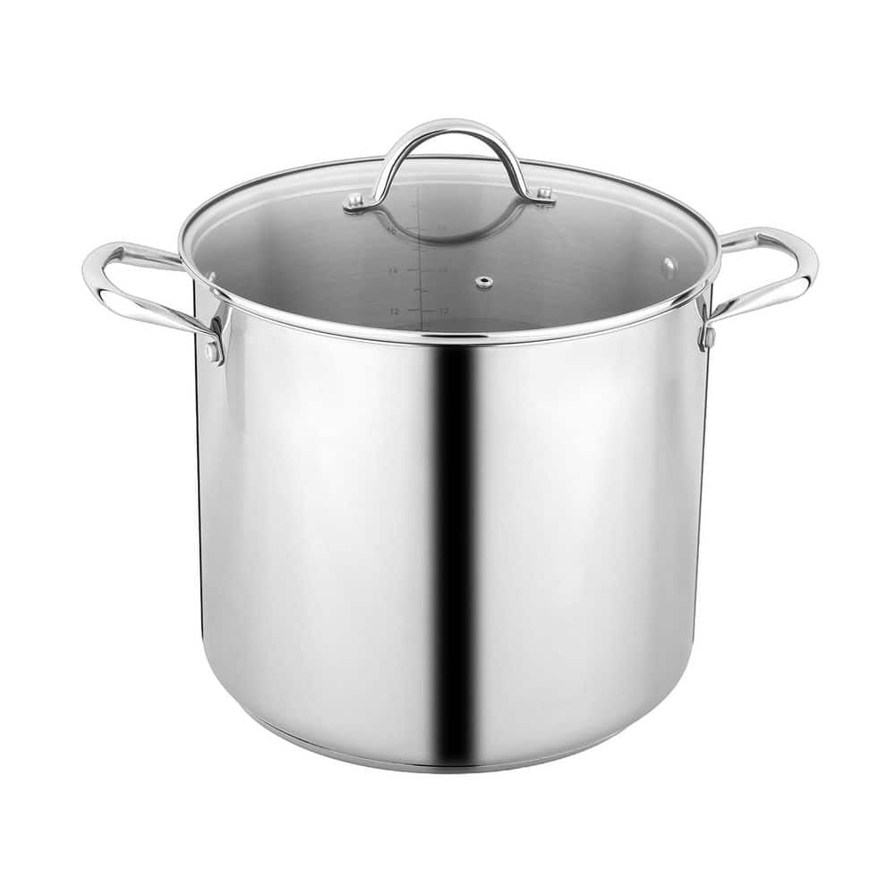 Stock Pot 20 qt. Stainless Steel with Tempered Glass Lid, Induction ...