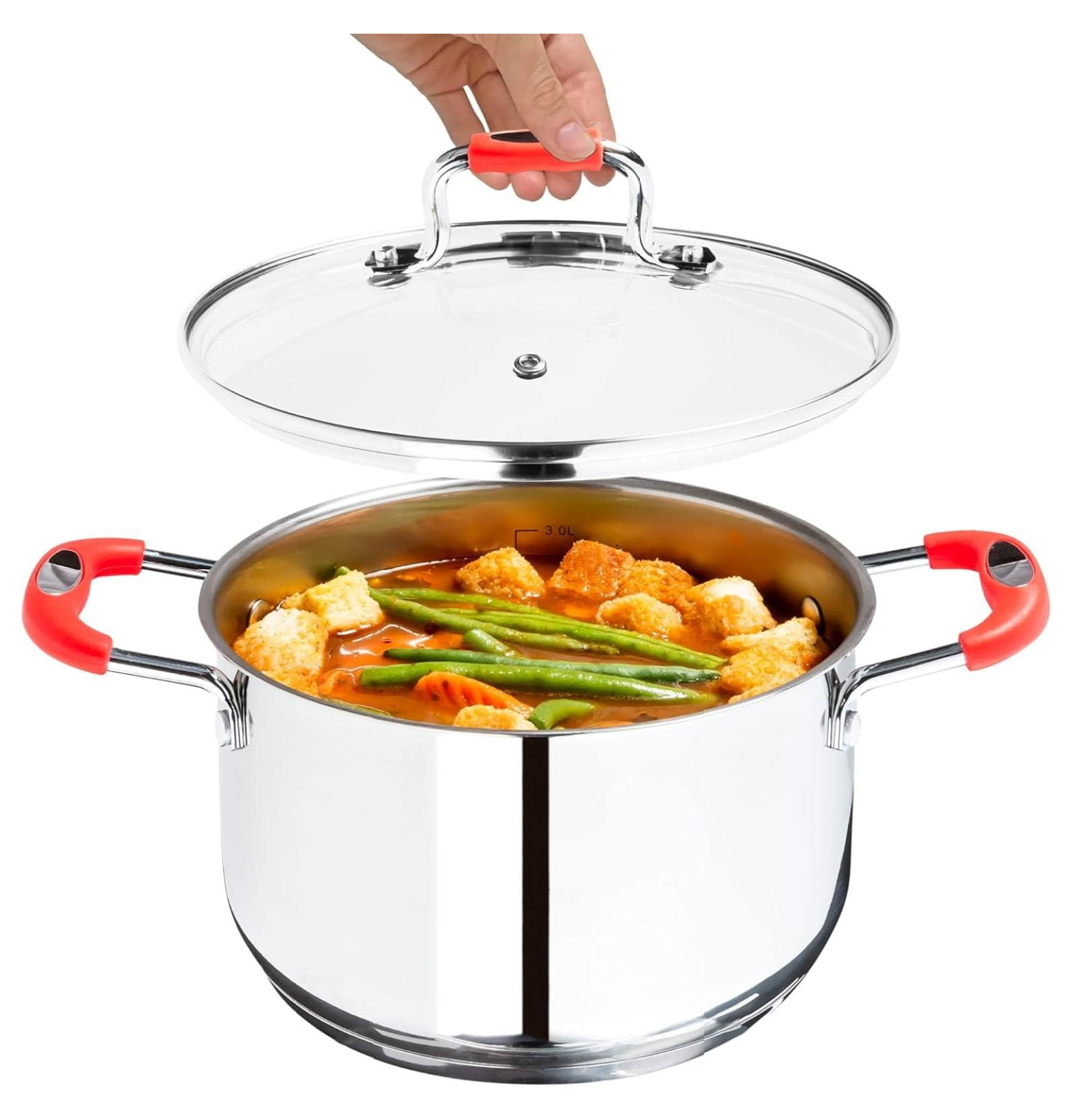 Stock Pot, 4 Quart Stainless Steel Pot, StockPot With Clear Glass Lid ...