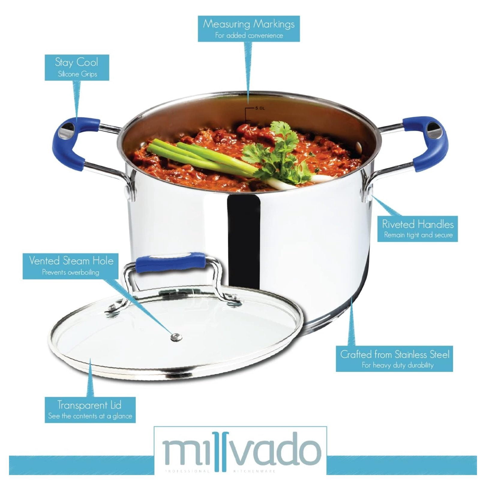 Stock Pot, 6 Quart Stainless Steel Pot, StockPot With Clear Glass Lid ...