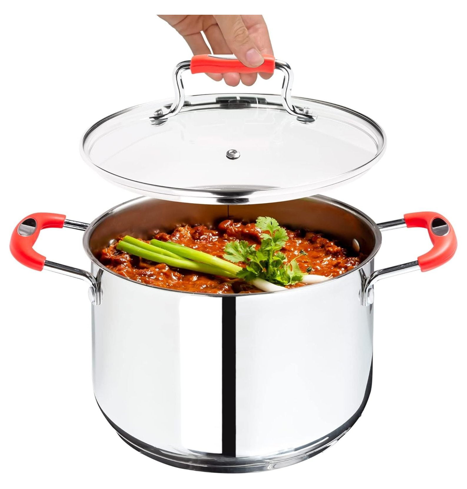Stock Pot, 6 Quart Stainless Steel Pot, StockPot With Clear Glass Lid ...