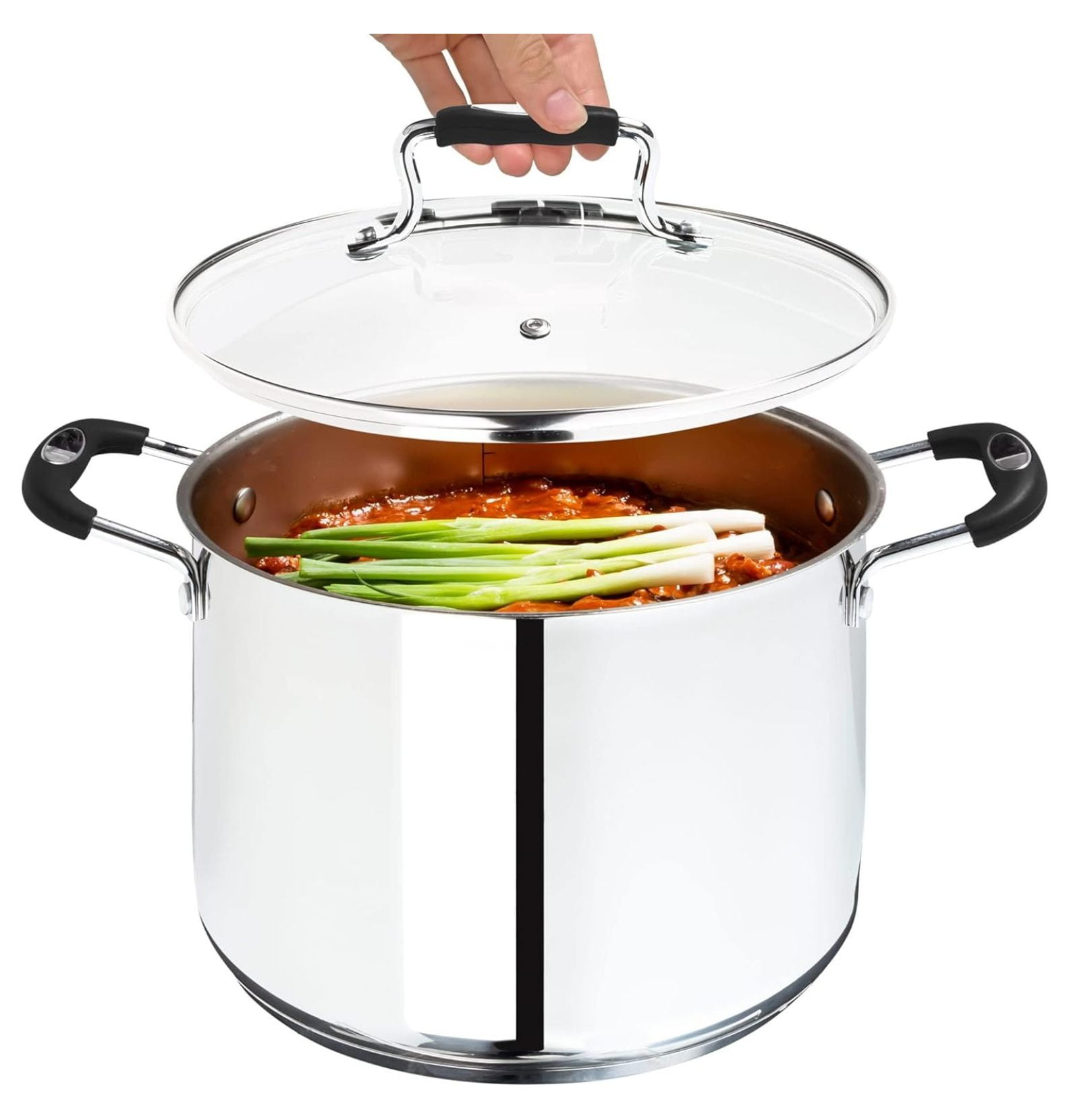 Stock Pot, 8.4 Quart Stainless Steel, Large StockPot With Clear Glass ...