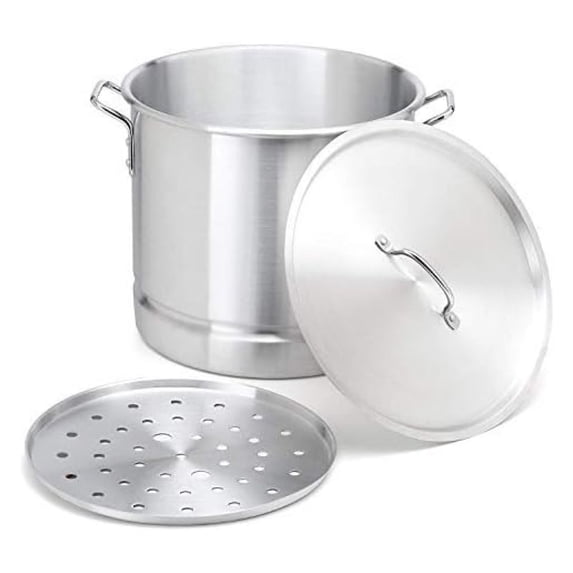 Stock-Pot 8 Qt Aluminum -Pot with Steamer Rack TamalesHeavy Duty ...