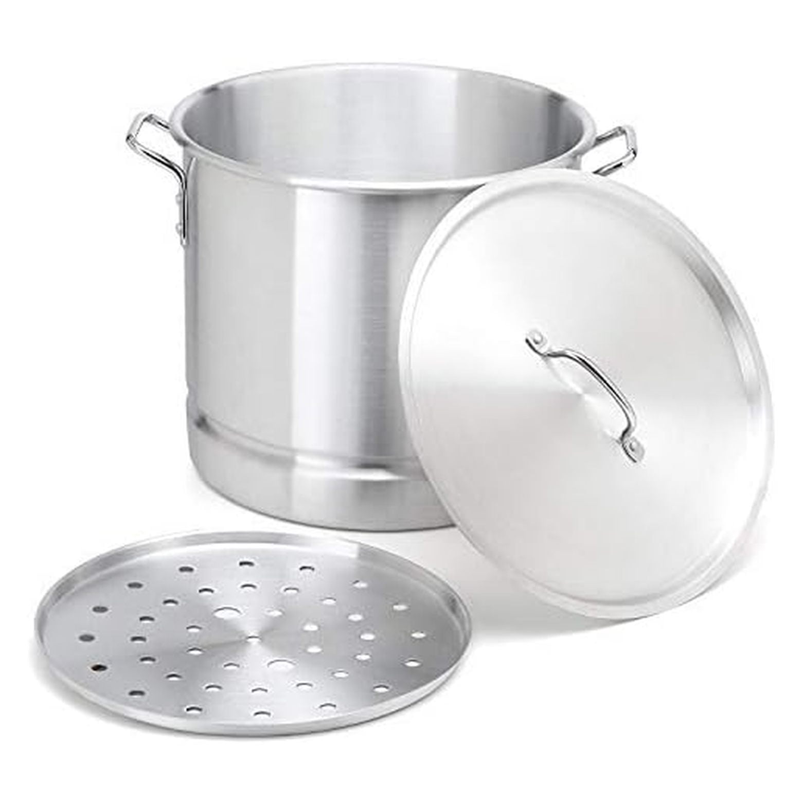 8 Qt Aluminum Stock Pot with Steamer Rack - Heavy Duty Kitchen Olla ...
