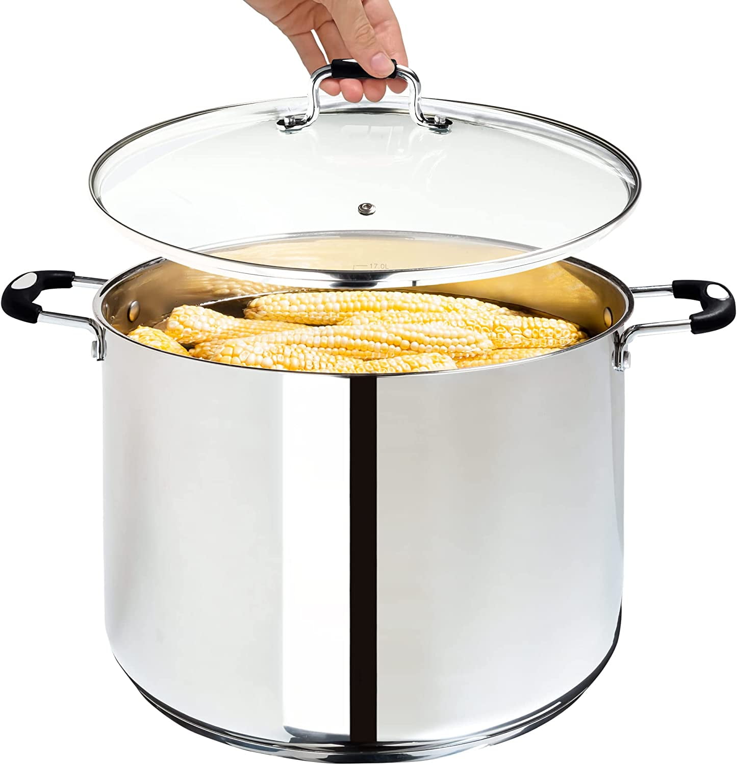 stock pot, large stainless steel 20 quart stockpot, large cooking pot ...