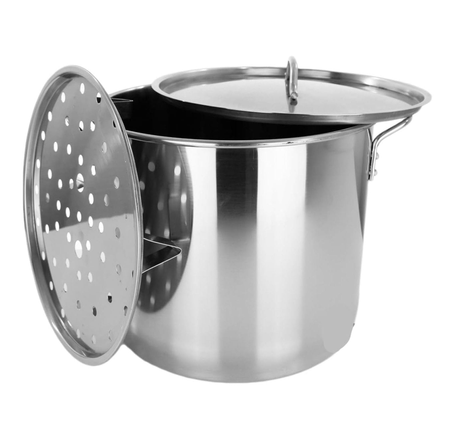 Stock Pot Stainless Steel 40QT Lid Steamer Pot Brew Vaporera Kettle ...