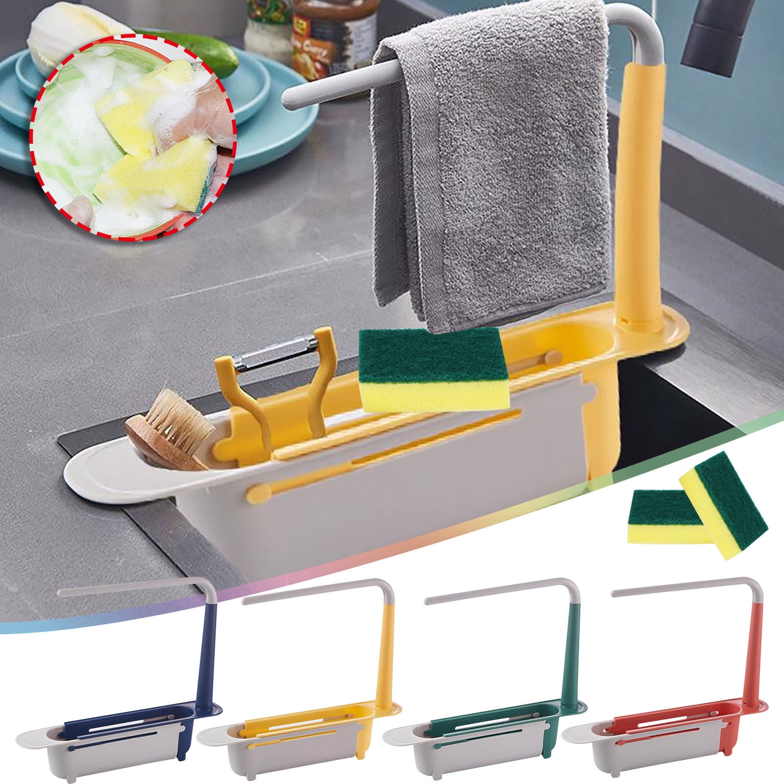 In Stock, Sink Telescopic Rack, Multifunctional Storage, 2PC Scouring ...