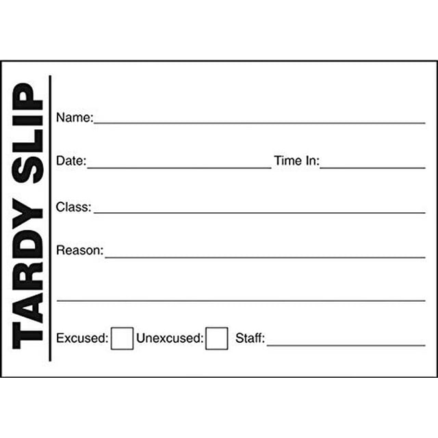 Stock Tardy Slips 2 Part, 400/Book, Min 5-Book Minimum Purchase ...