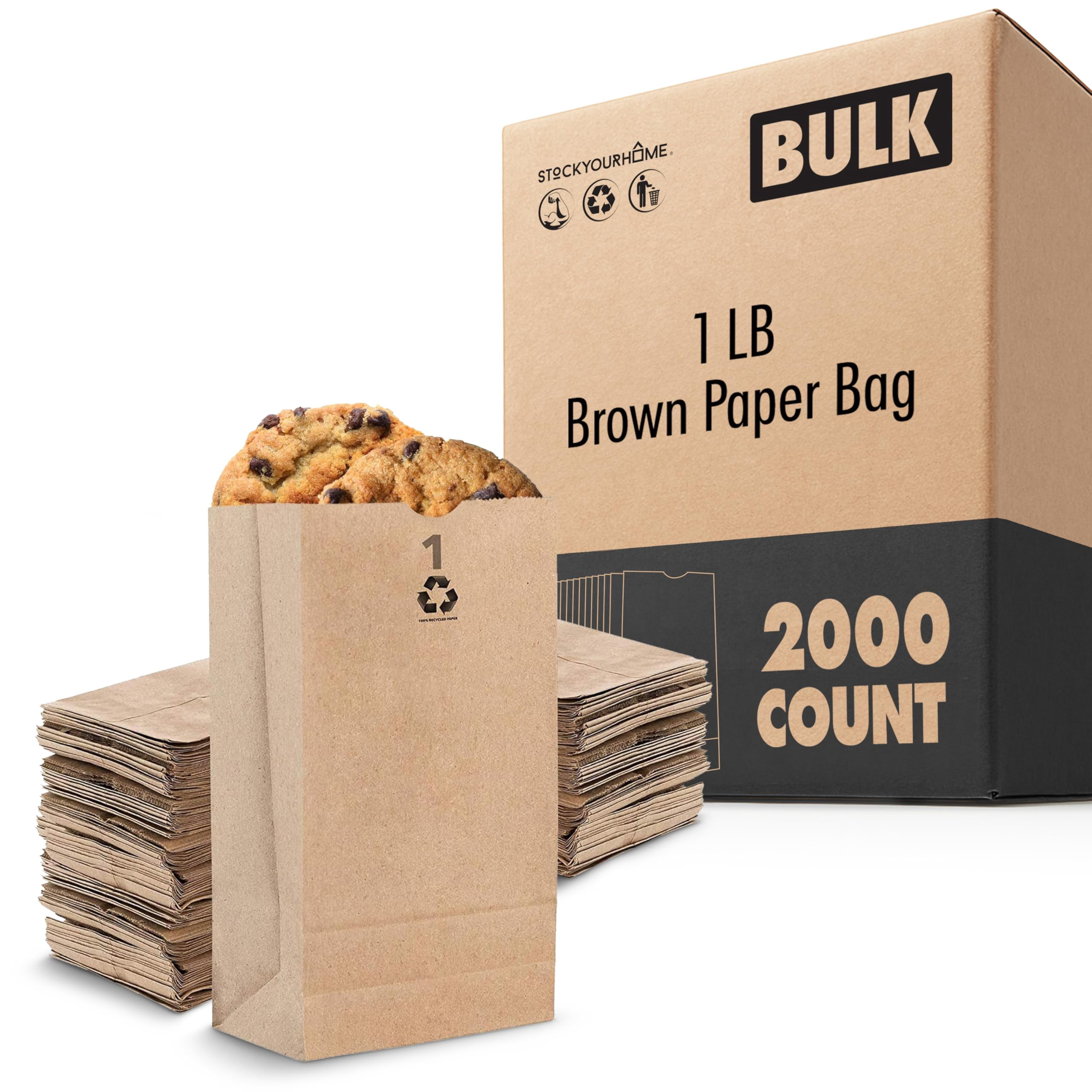 Stock Your Home 1 Lb Small Brown Paper Bags (2000 Count) – Mini Bags ...