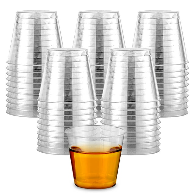 Stock Your Home 100 Pack - Mini Plastic Shot Glasses (1oz) Clear ...