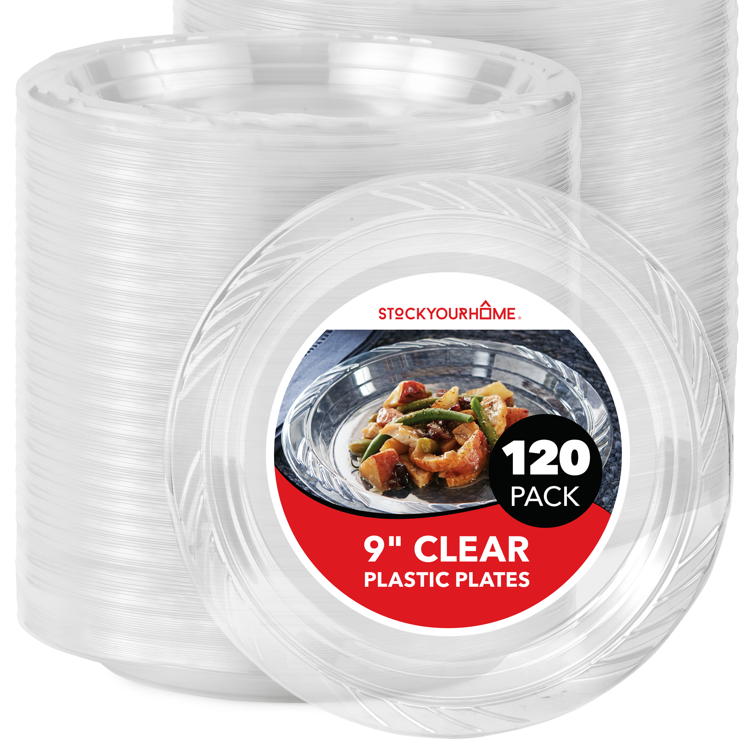 BalsaCircle 10 Clear 9" Round Hammered Disposable Salad Dinner Plastic ...