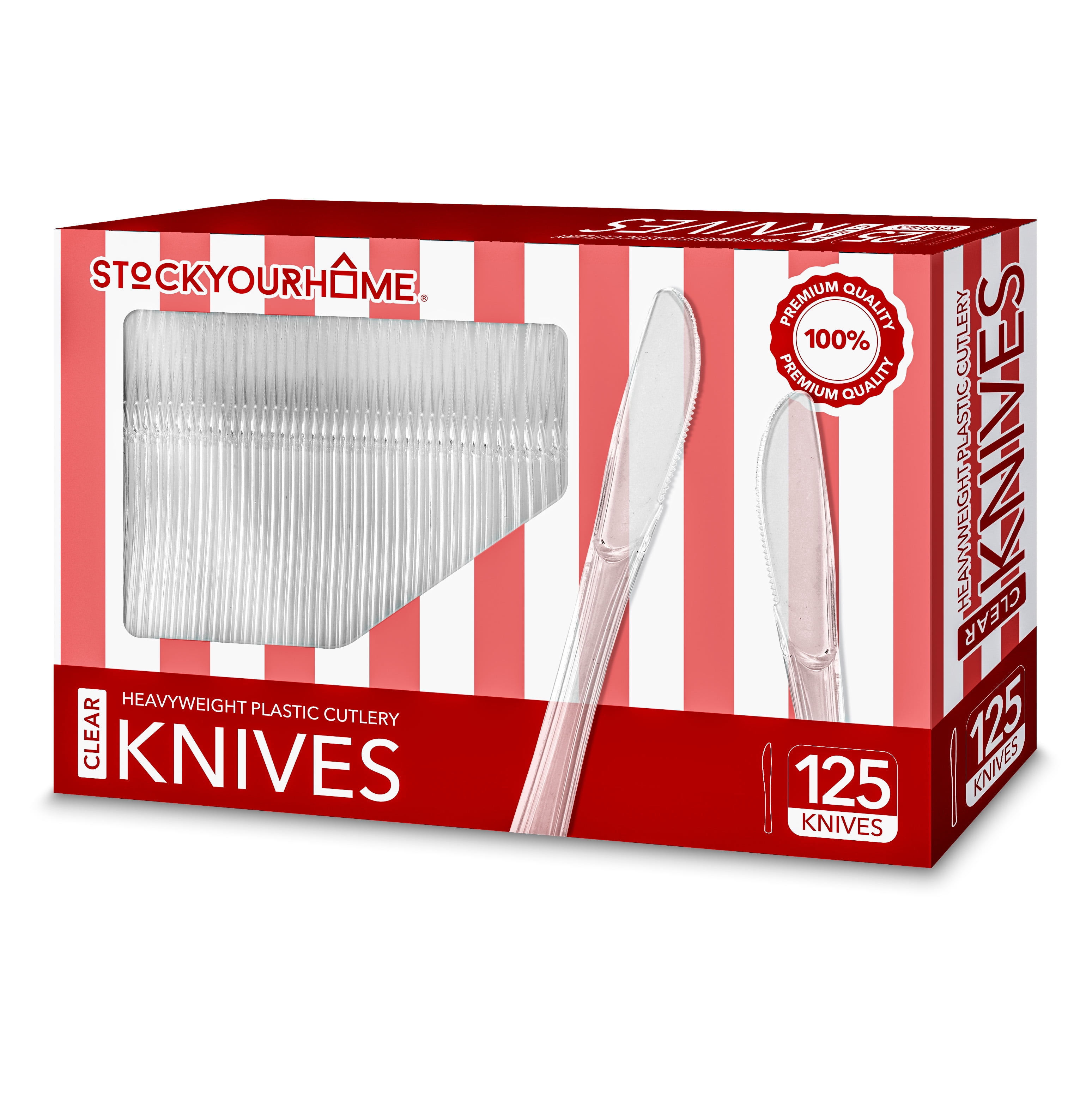 Stock Your Home (125-Count) Plastic Knives, Disposable Silverware for ...